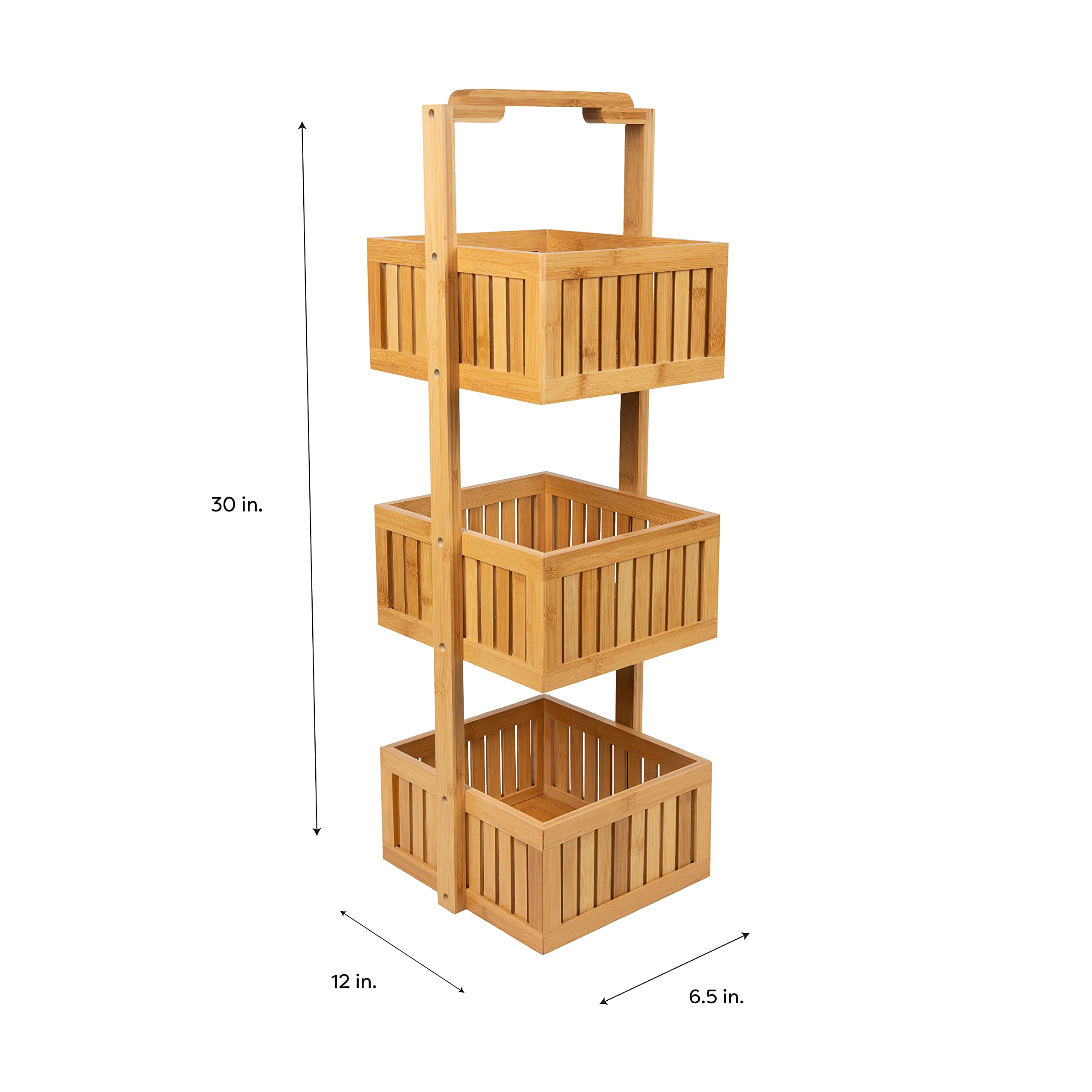 Organize It All Basket Bamboo Bathroom Storage, Brown