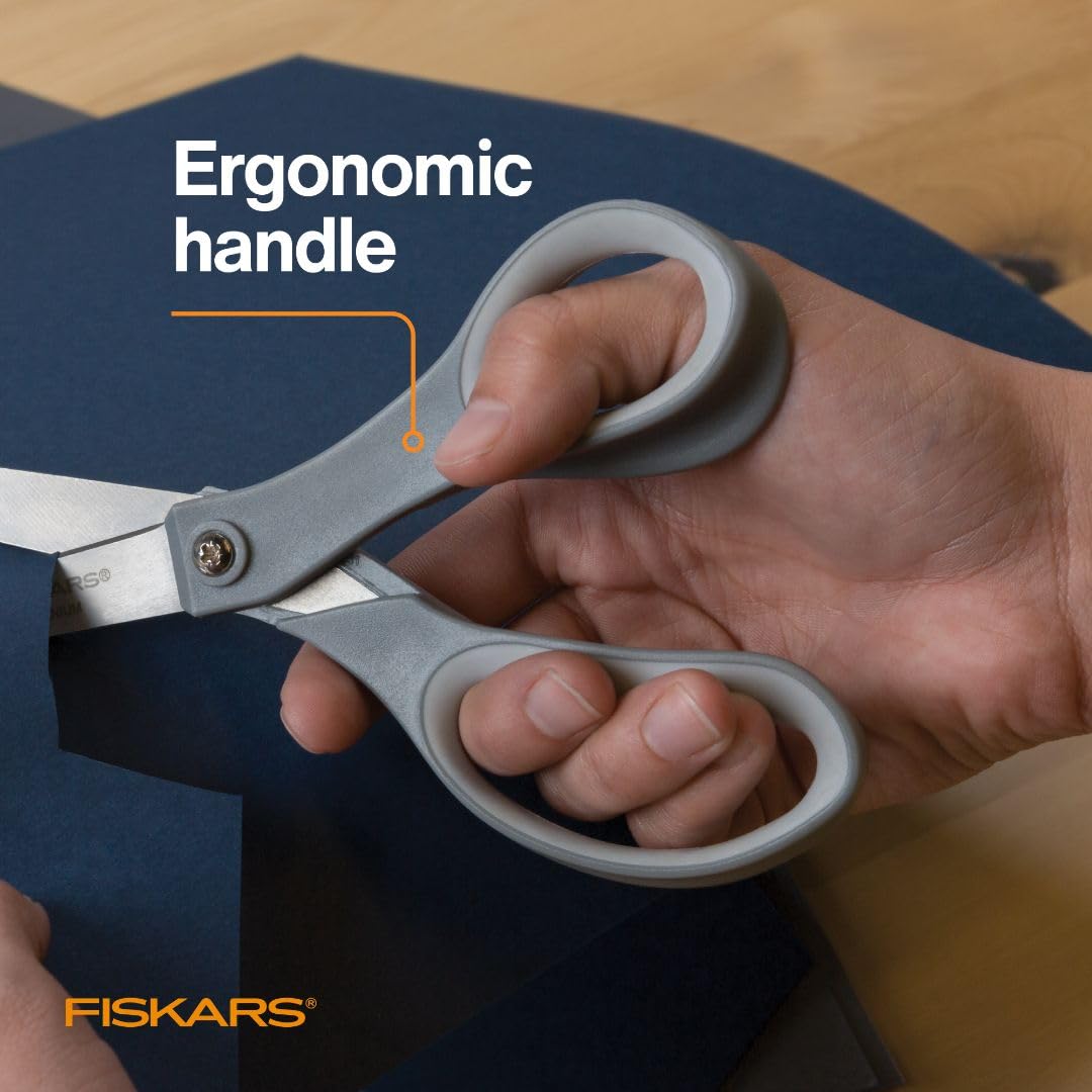 Fiskars 01-004761J Softgrip Scissors Straight Stainless Steel, 8 Inch,Gray