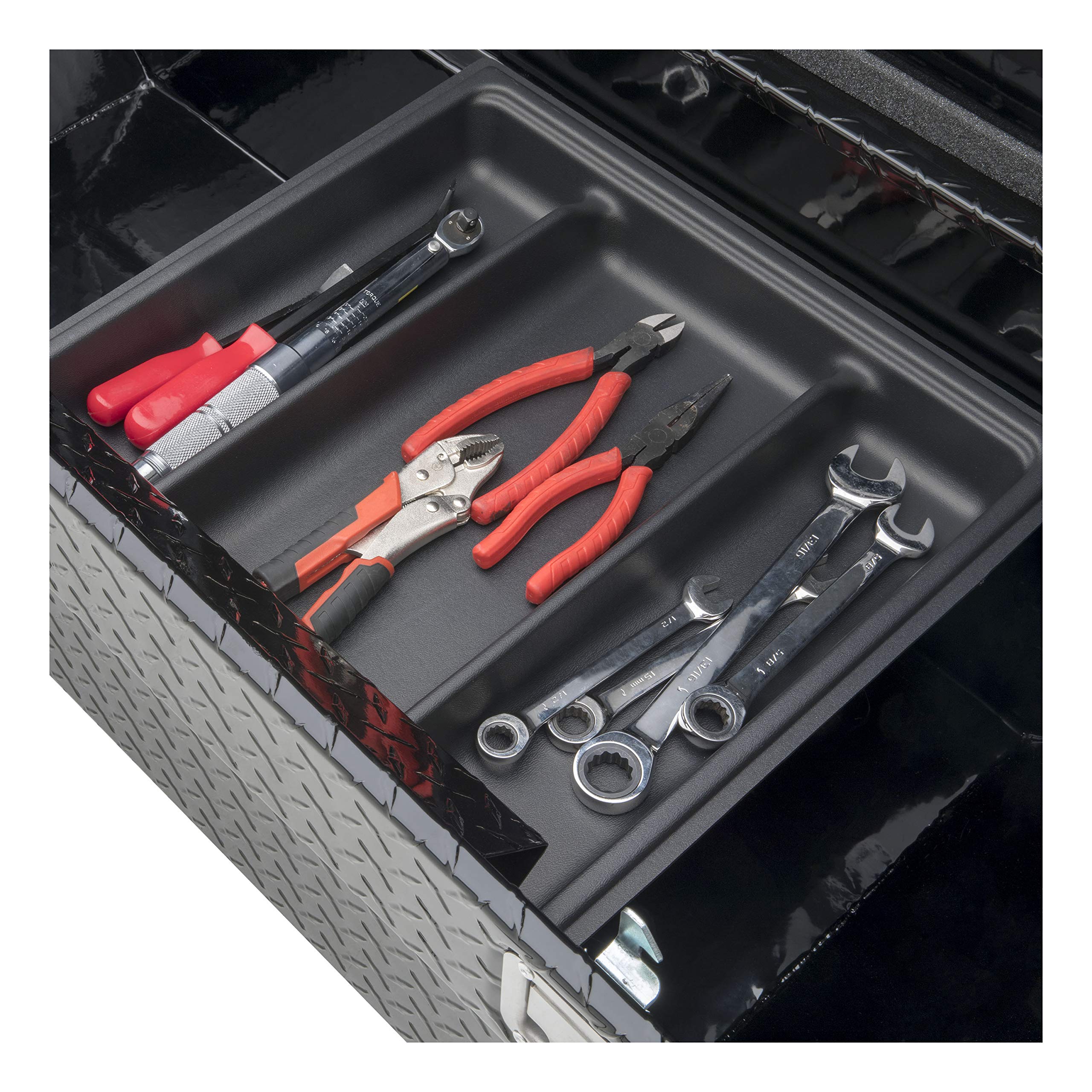 UWS TBS-60-A-LP-BLK Black Angled Single Lid Low Profile Aluminum Toolbox with Beveled Insulated Lid
