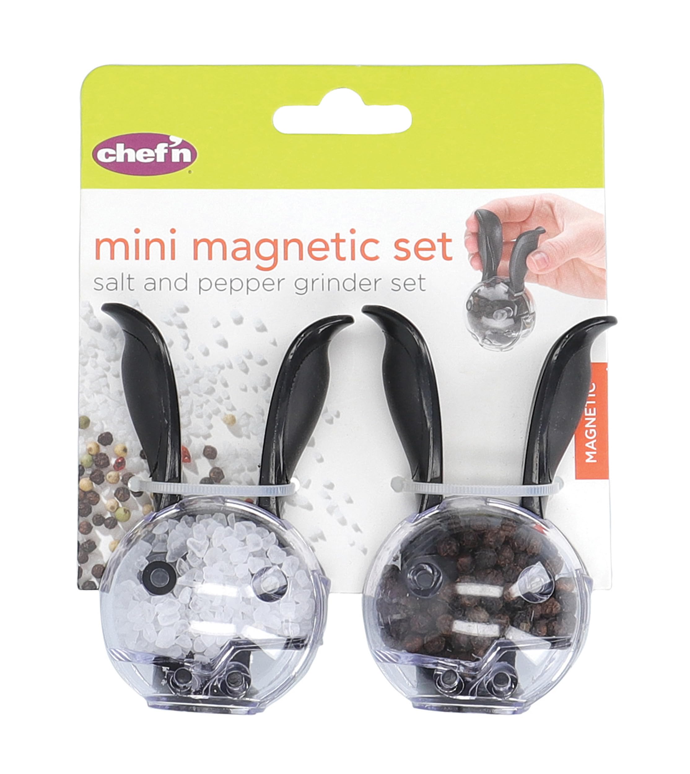 Chef'n Mini Magnetic PepperBall and SaltBall Set (Black),101-033-001