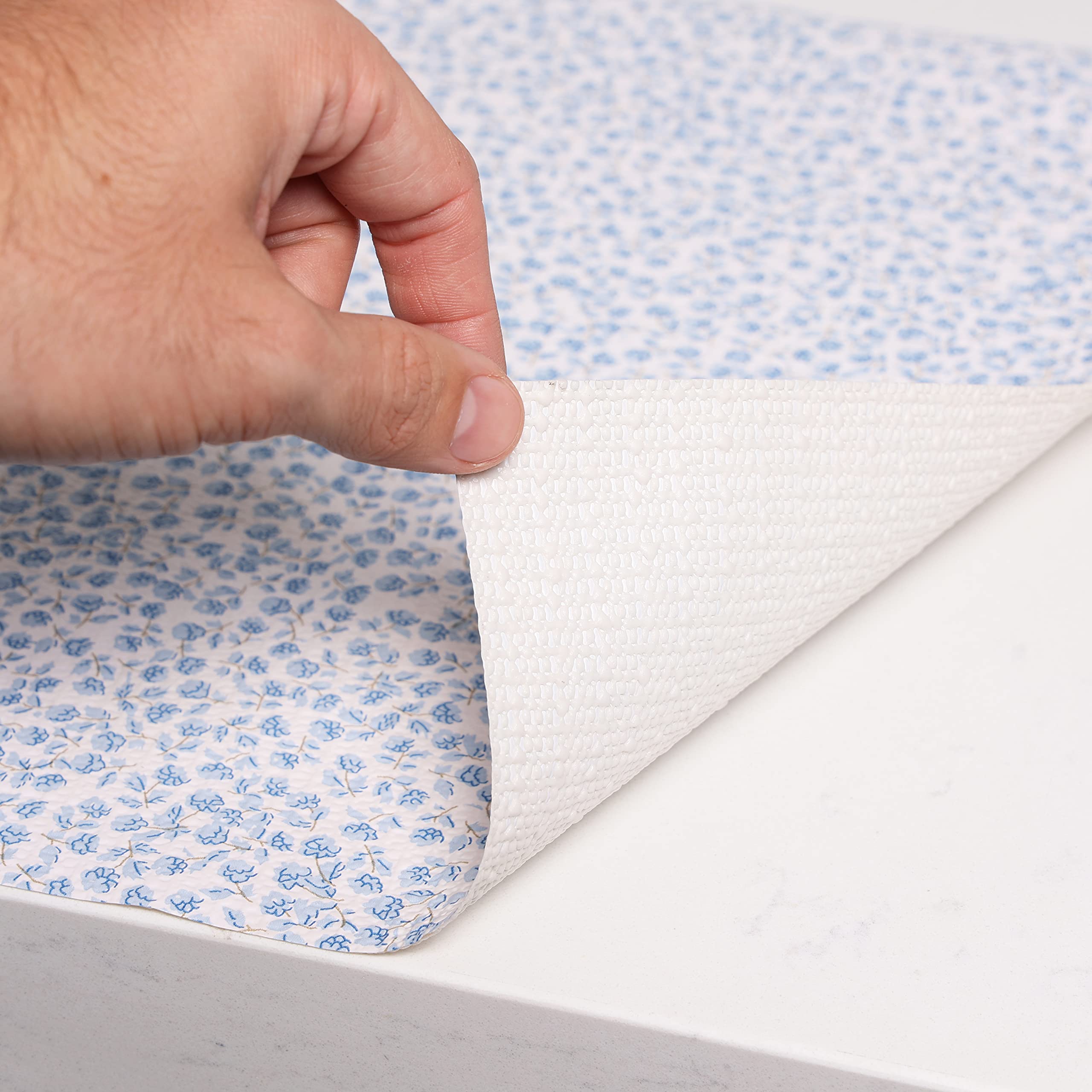 Con-Tact Brand Grip Prints Durable Adhesive Non-Slip Shelf and Drawer Liner, 18" x 4', Ashley Blue