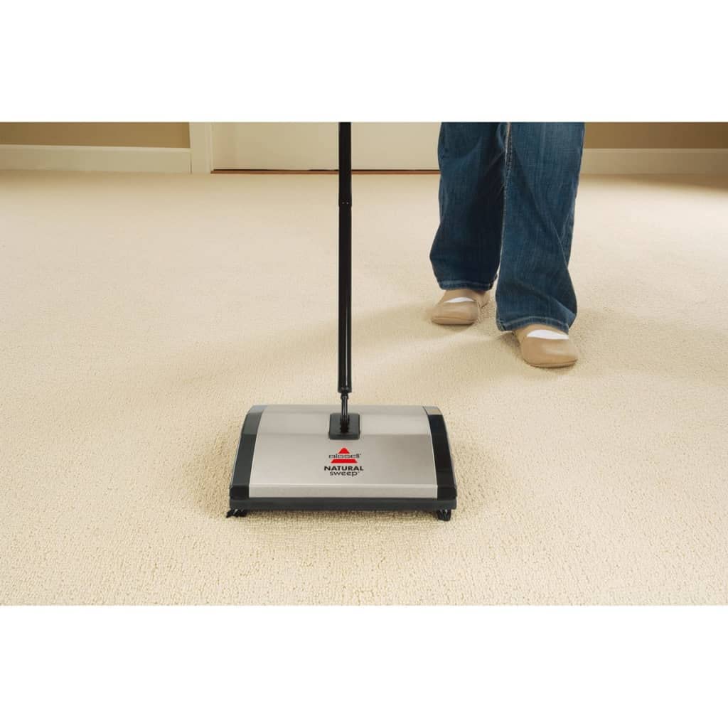 Bissell Natural Sweep Carpet and Floor Sweeper with Dual Rotating System and 2 Corner Edge Brushes, 92N0A, Silver