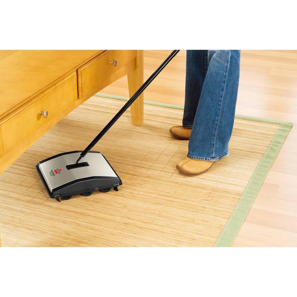 Bissell Natural Sweep Carpet and Floor Sweeper with Dual Rotating System and 2 Corner Edge Brushes, 92N0A, Silver
