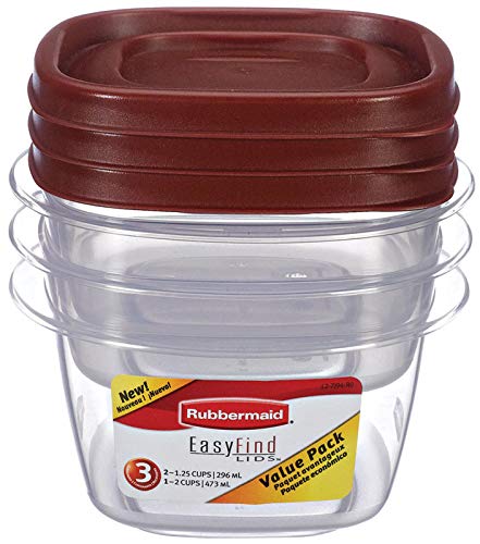 Rubbermaid Food Storage Container 6 Piece 1-1/4 Cup Square Clear Base
