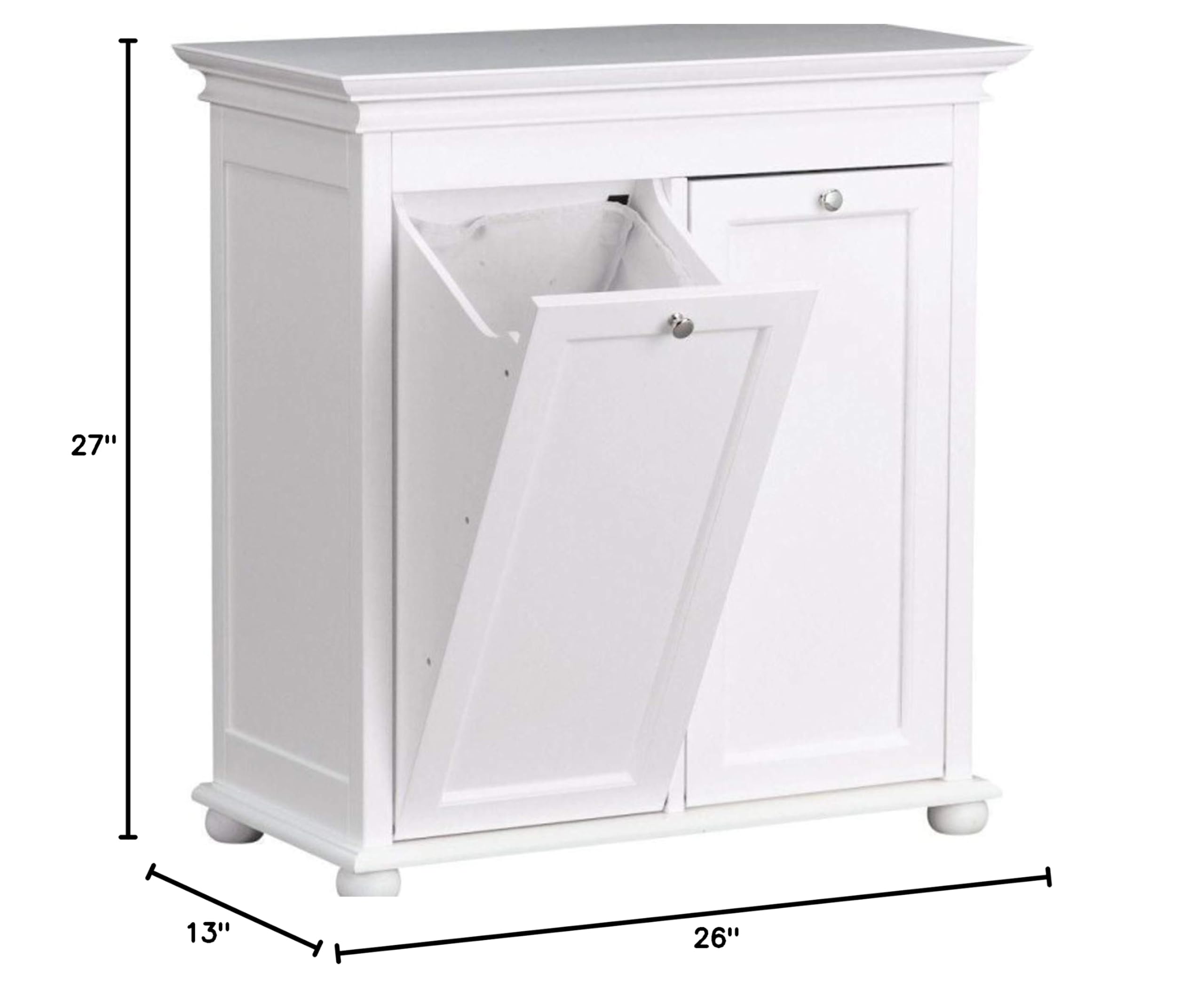 Home Decorators Collection Hampton Bay 26 Inch White Double Tilt Out Bathroom Hamper, 27" Hx26 Wx13 D, White