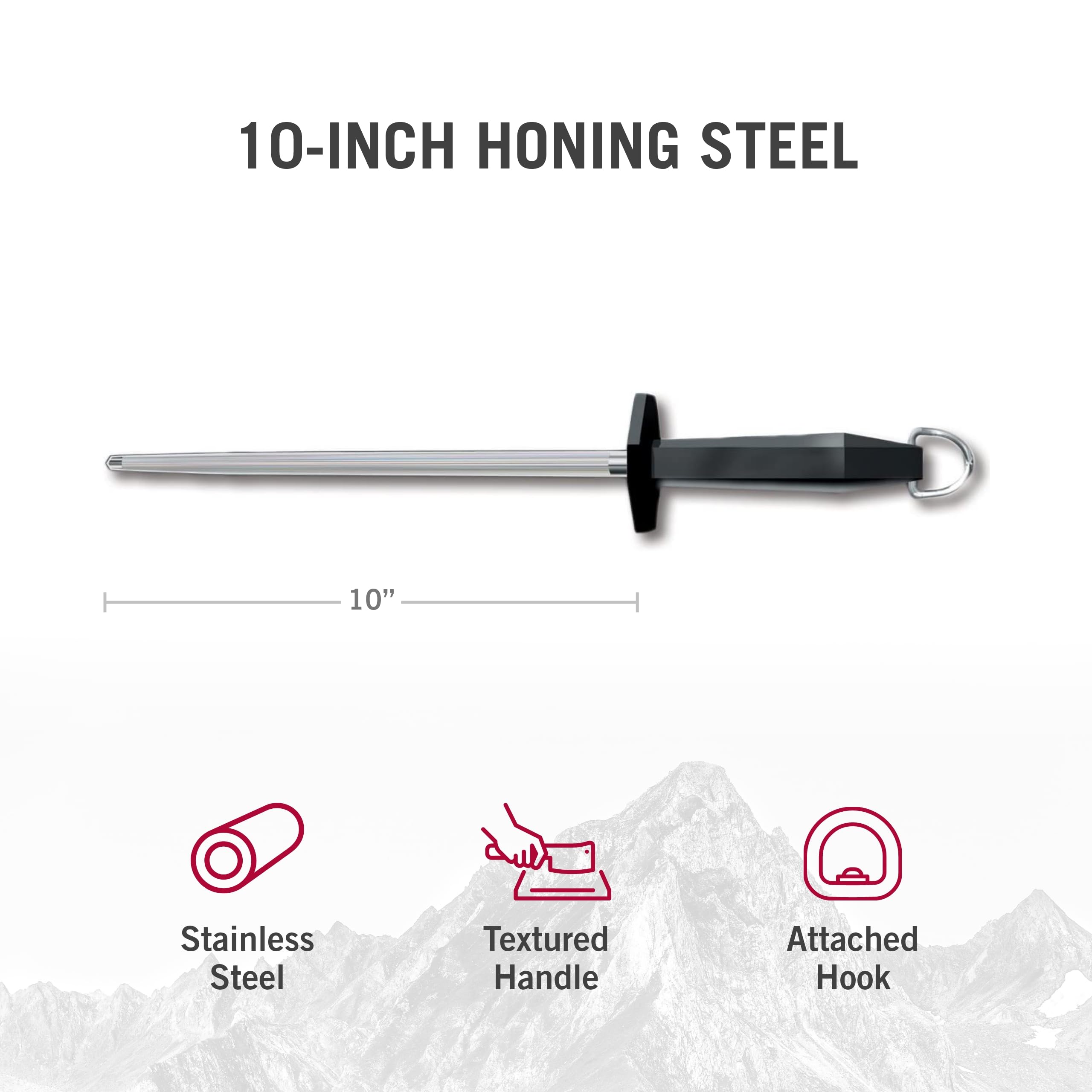 Victorinox Honing Steel Black Plastic Handle, 10-Inch, Combination Cut (40582)