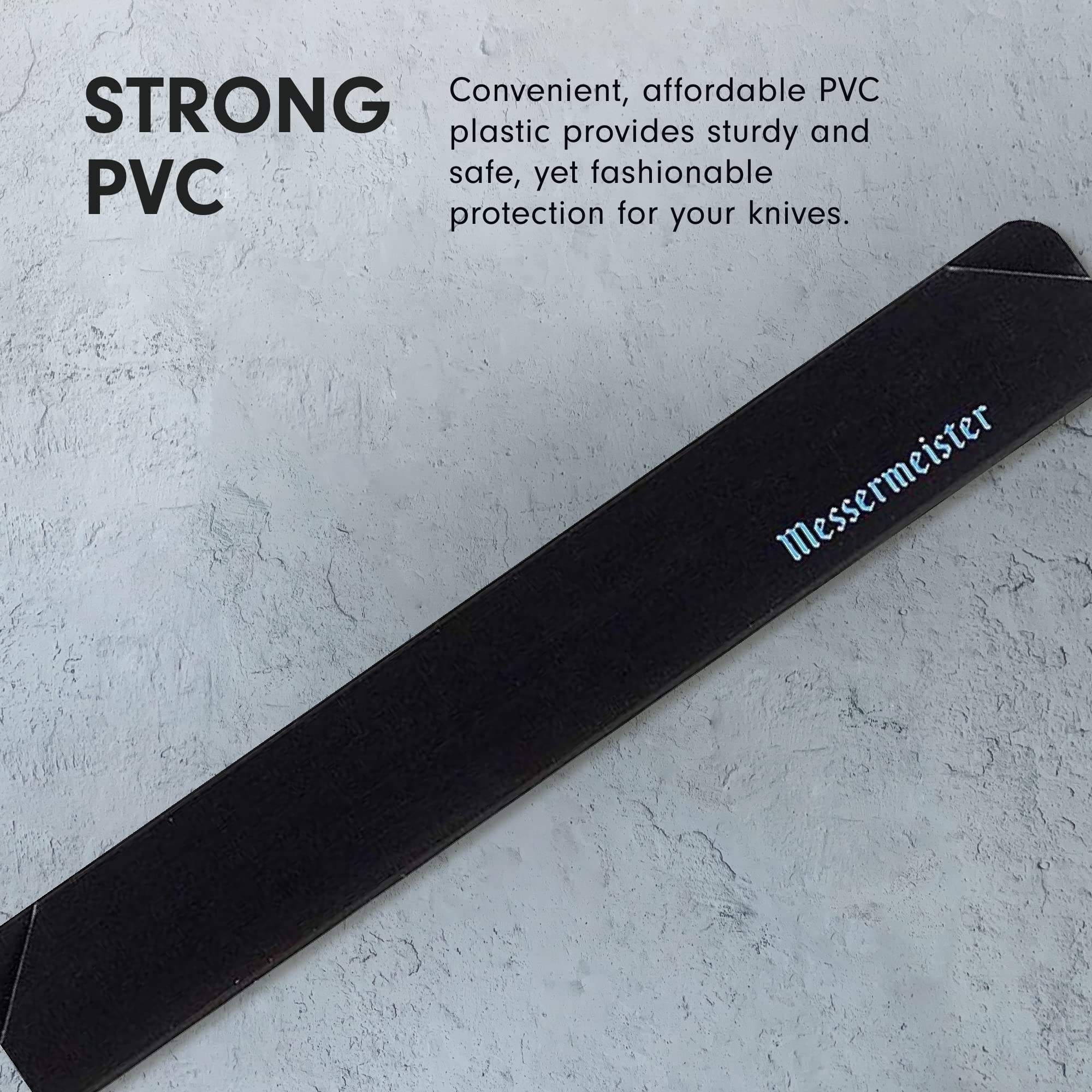 Messermeister 8β Slicer Edge-Guard, Black - Fashionable & Functional Knife Protector for Carving & Slim-Blade Knives - 2 Blade Entry Notches - 8.5β x 0.9375β