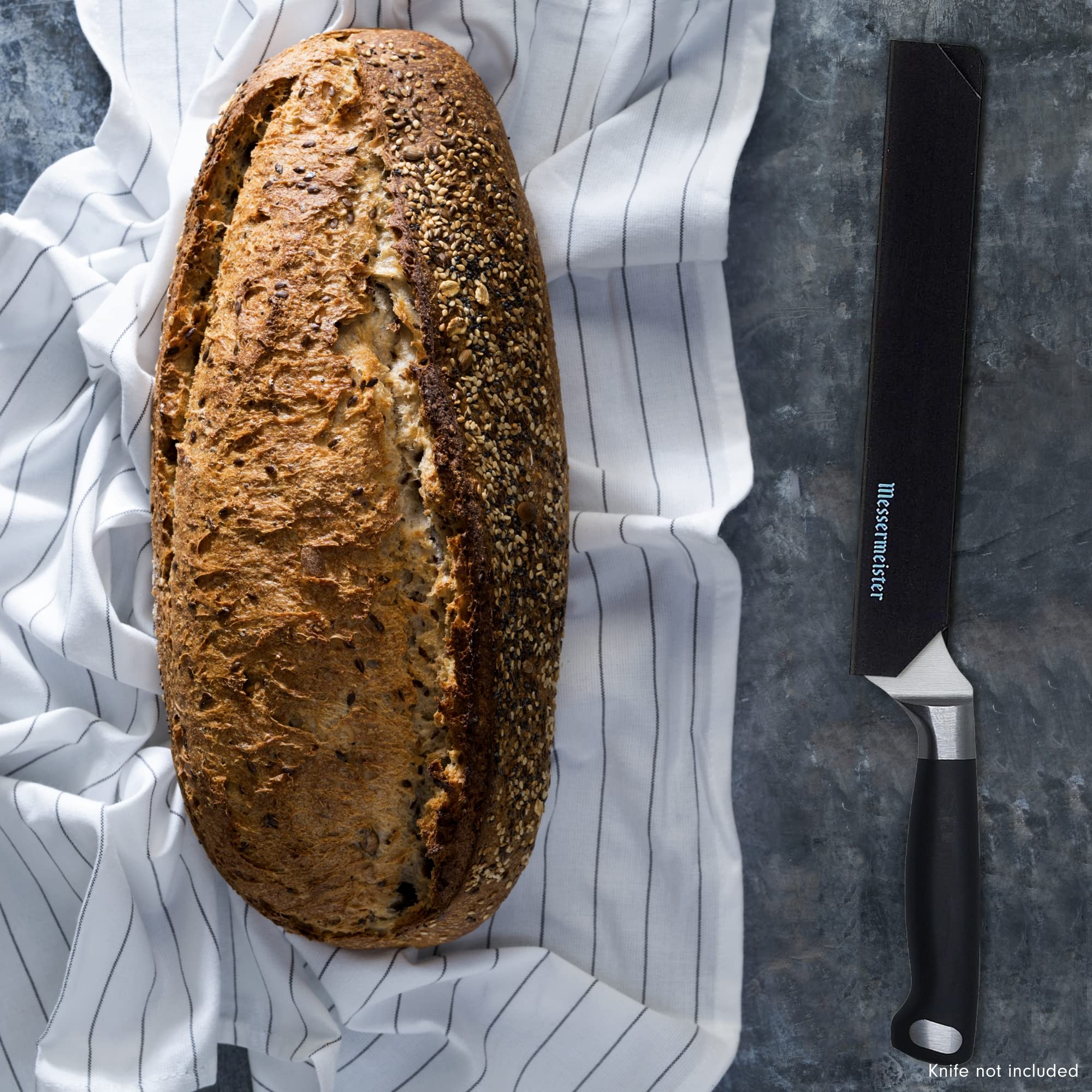 Messermeister 8β Slicer Edge-Guard, Black - Fashionable & Functional Knife Protector for Carving & Slim-Blade Knives - 2 Blade Entry Notches - 8.5β x 0.9375β