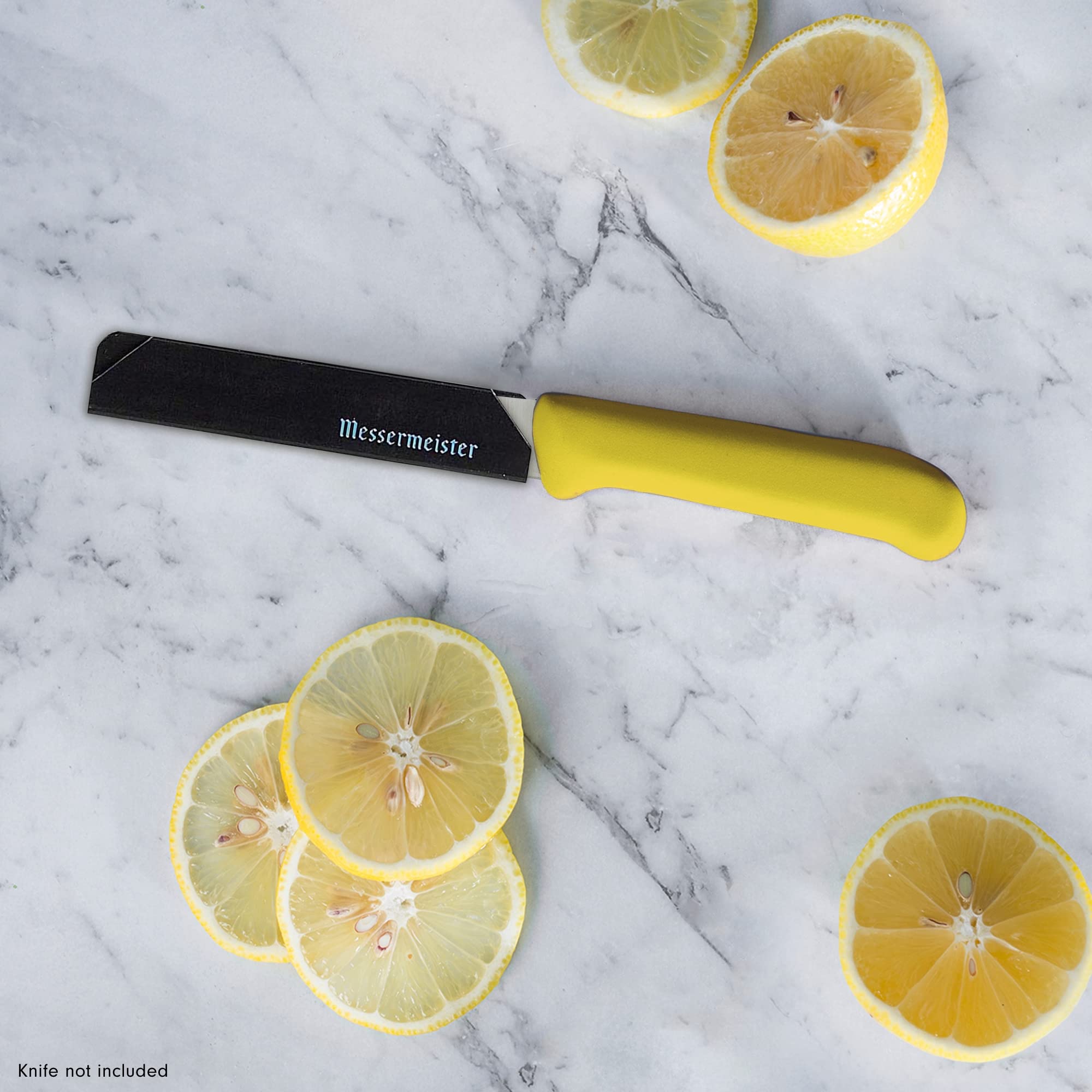 Messermeister 4β Parer Edge-Guard, Black - Fashionable & Functional Knife Protector for Paring & Garnishing Blades - 2 Blade Entry Notches - 4.5β x 0.9375β