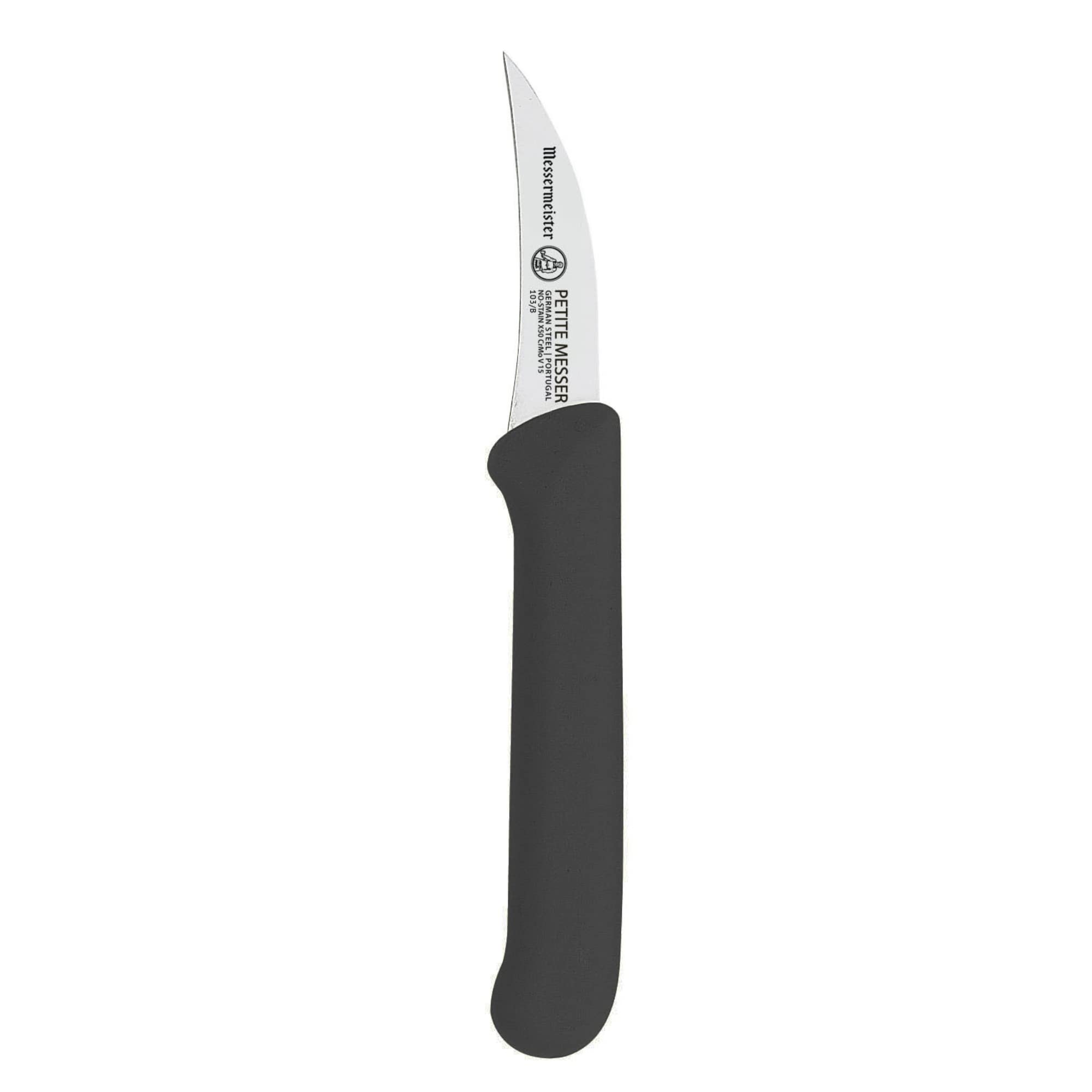 Messermeister Petite Messer 2.5” Bird’s Beak Parer with Matching Sheath, Black - German 1.4116 Stainless Steel & Ergonomic Handle - Lightweight, Rust Resistant & Easy to Maintain