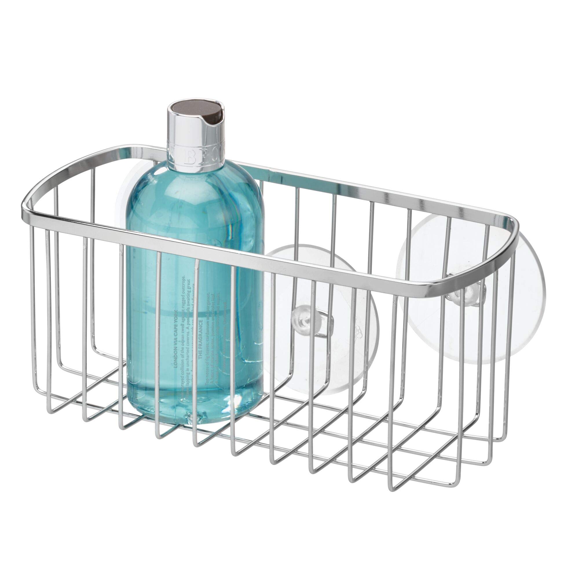 InterDesign Suction, Rectangle Basket, Polished Stainless Steel