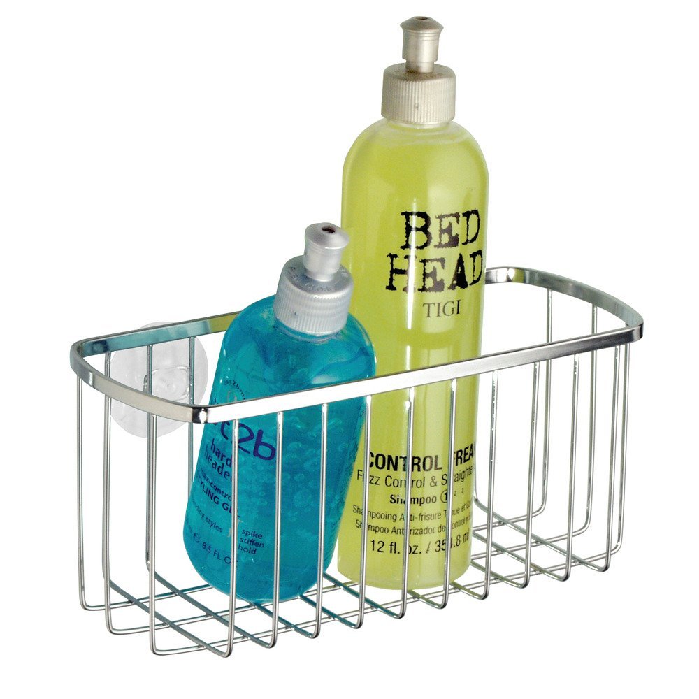 InterDesign Suction, Rectangle Basket, Polished Stainless Steel