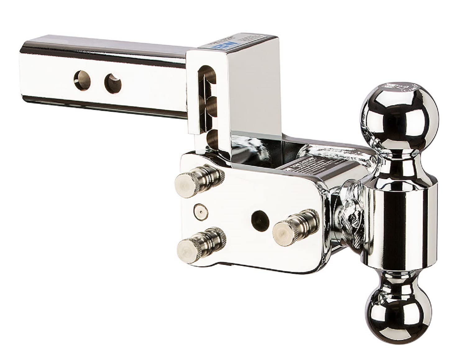B&W Trailer Hitches Chrome Tow & Stow Adjustable Trailer Hitch Ball Mount - Fits 2" Receiver, Dual Ball (2" x 2-5/16"), 3" Drop, 10,000 GTW - TS10033C
