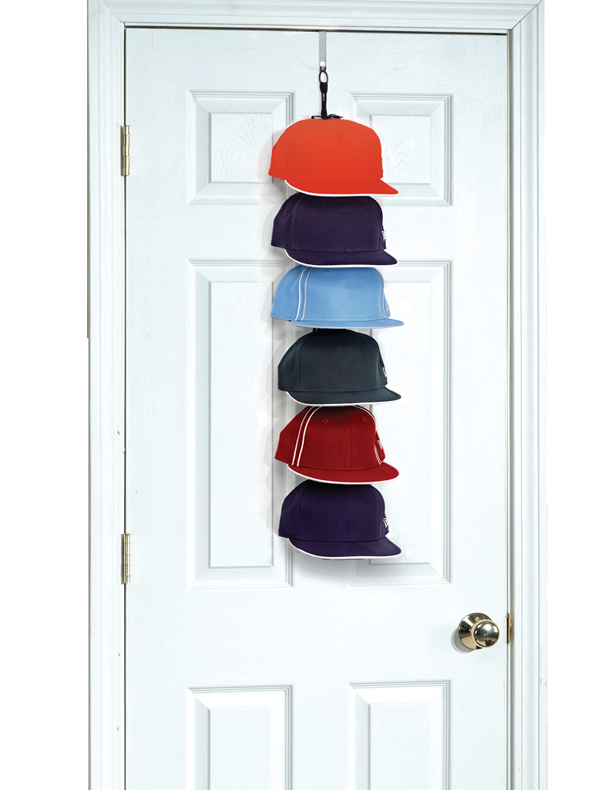 Perfect Curve Cap Rack18 System β Hat Racks for Baseball Caps | Hat Organizer for Closet | Over Door Hanger | Over Door Organizer | Six Clips Hold up to 18 Caps | Black
