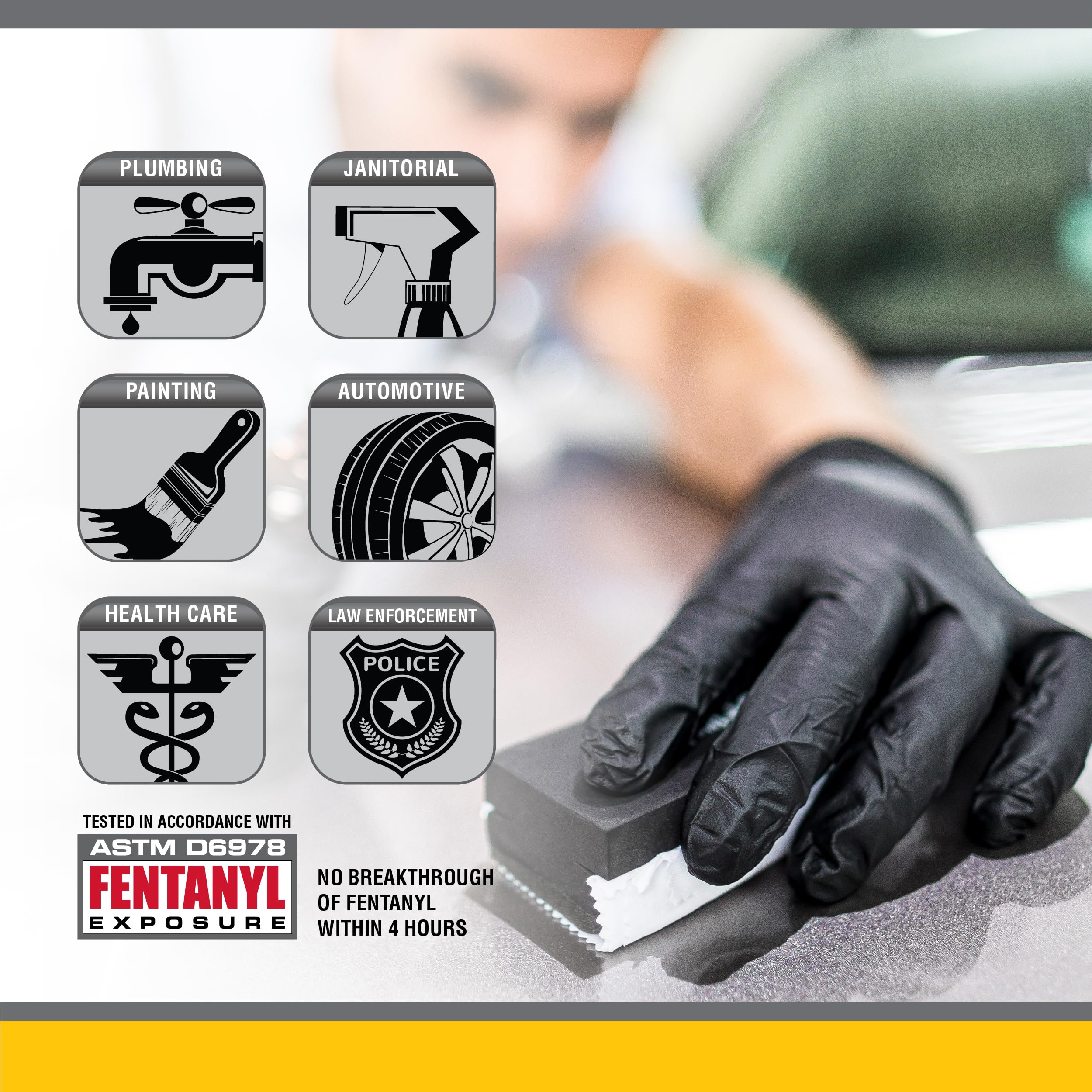 SAS Safety 66517 Raven Powder-Free Disposable Black Nitrile 7-Mil Gloves, 100 Gloves by Weight