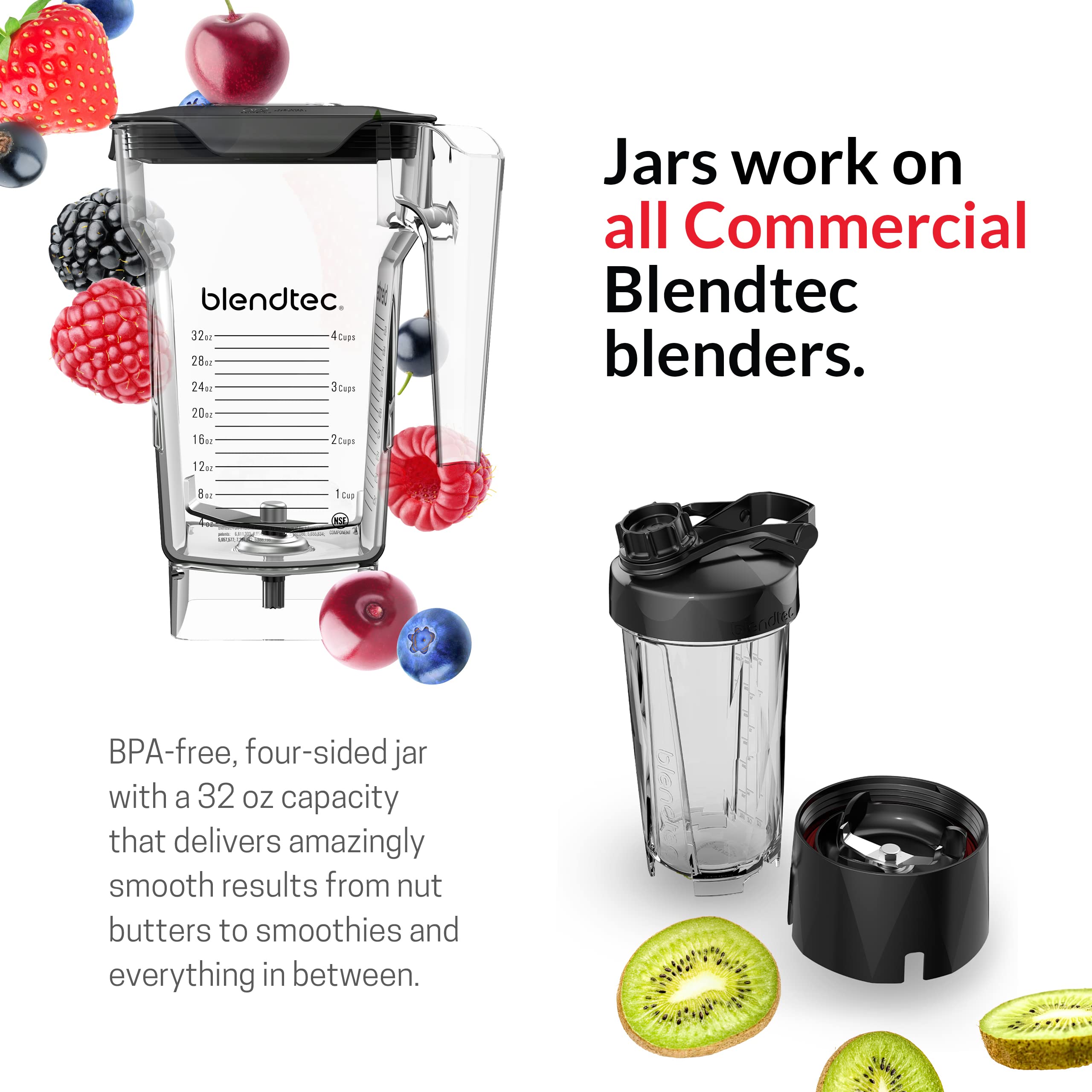 Blendtec Total Classic Original Blender and 75 oz FourSide Blender Jar - Kitchen Blender Bundle - Red