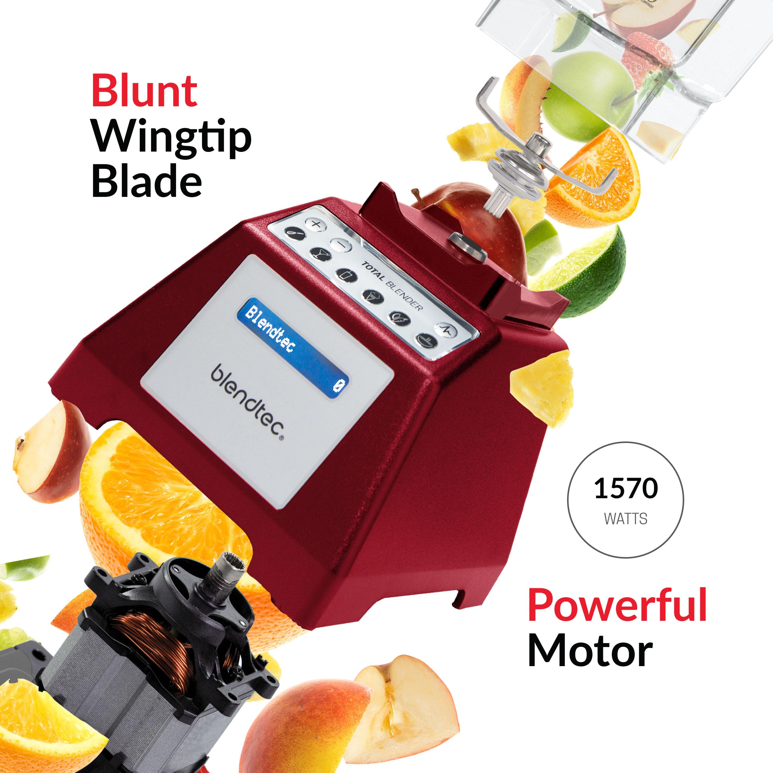 Blendtec Total Classic Original Blender and 75 oz FourSide Blender Jar - Kitchen Blender Bundle - Red