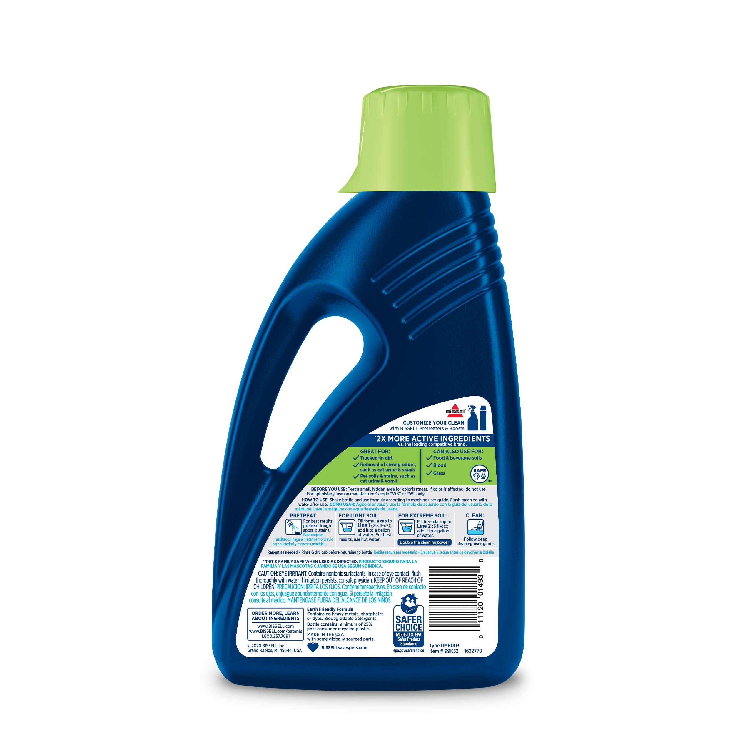Bissell 2X Pet Stain & Odor Full Size Machine Formula, 60 Ounces, 99K5A, 60-Ounce, Fl Oz