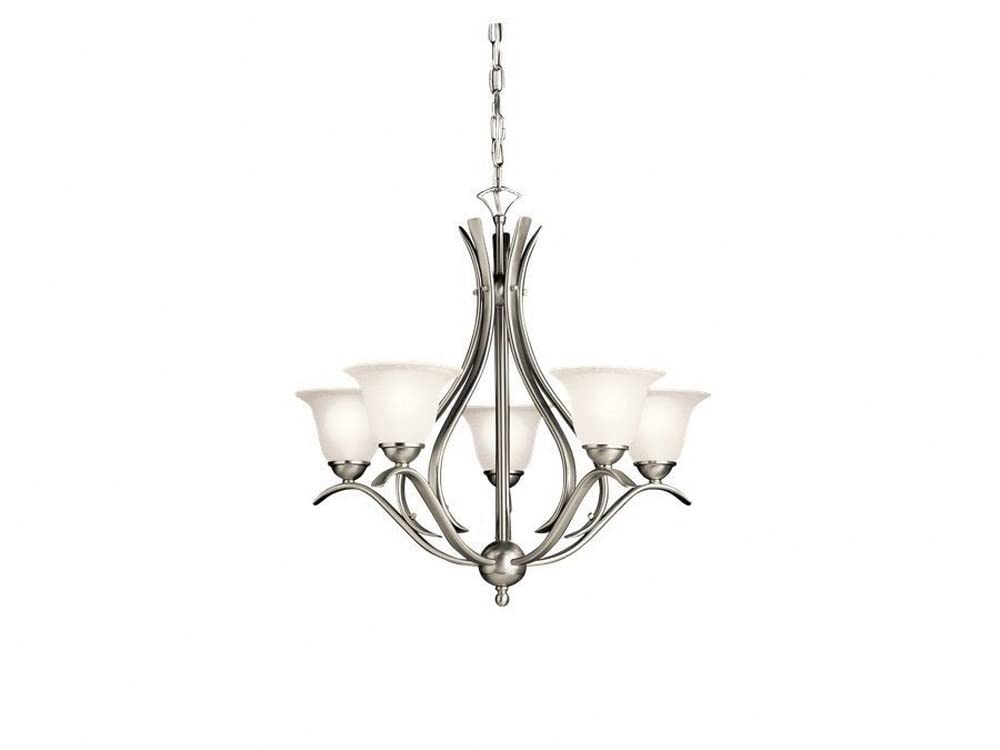 Kichler Dover 23" 5 Light Chandelier with Alabaster Swirl Glass in Antique Brass