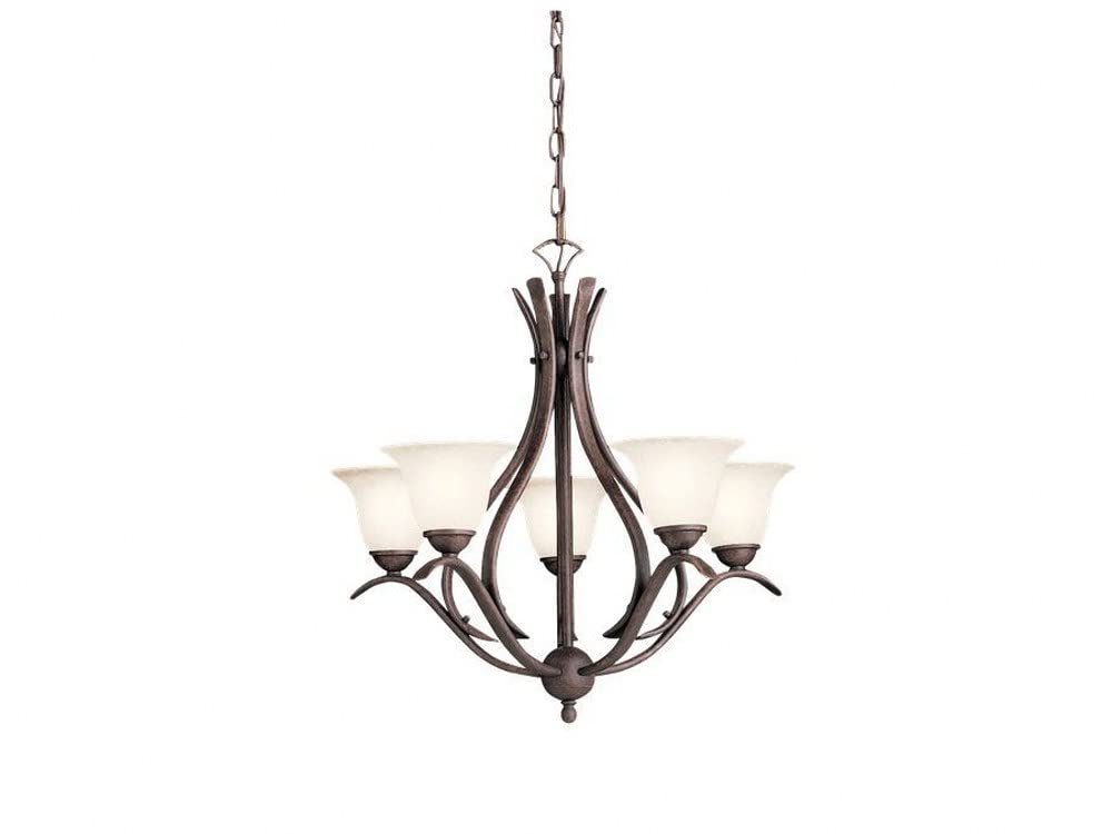 Kichler Dover 23" 5 Light Chandelier with Alabaster Swirl Glass in Antique Brass