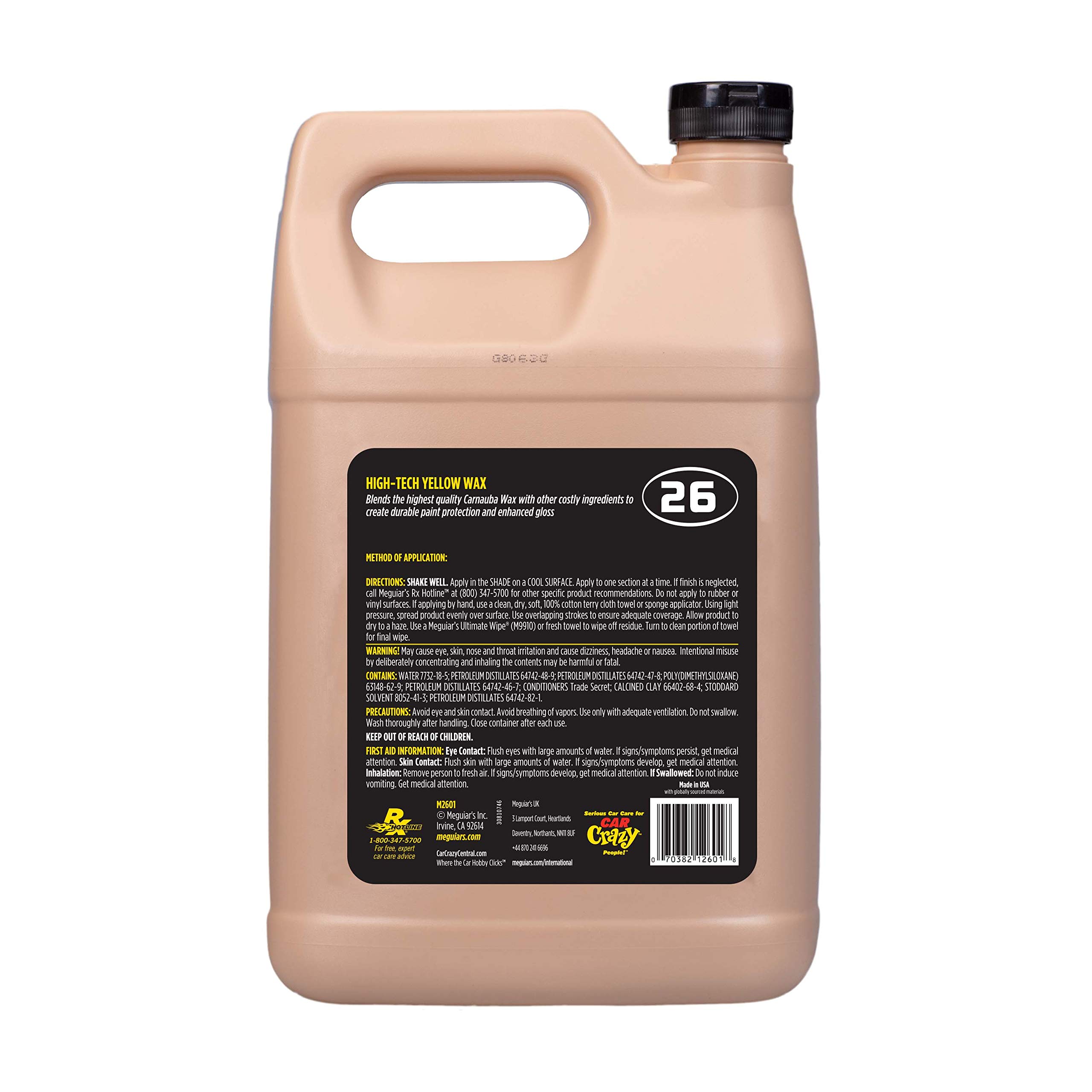 Meguiar's M2601 Mirror Glaze Hi-Tech Yellow Wax - 1 Gallon Container