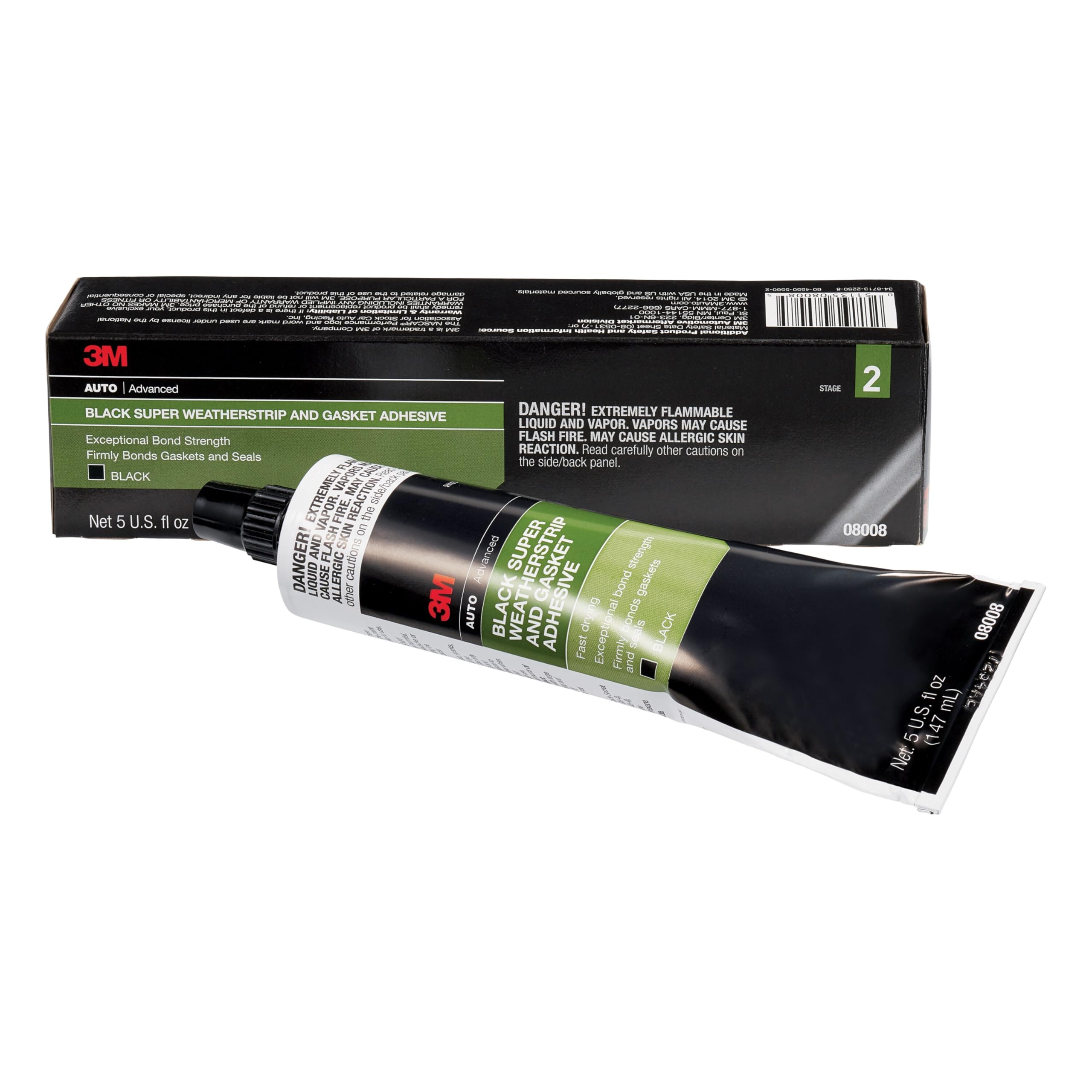 3M Black Super Weatherstrip and Gasket Adhesive, Auto Trim Adhesive, Black, 5 fl oz