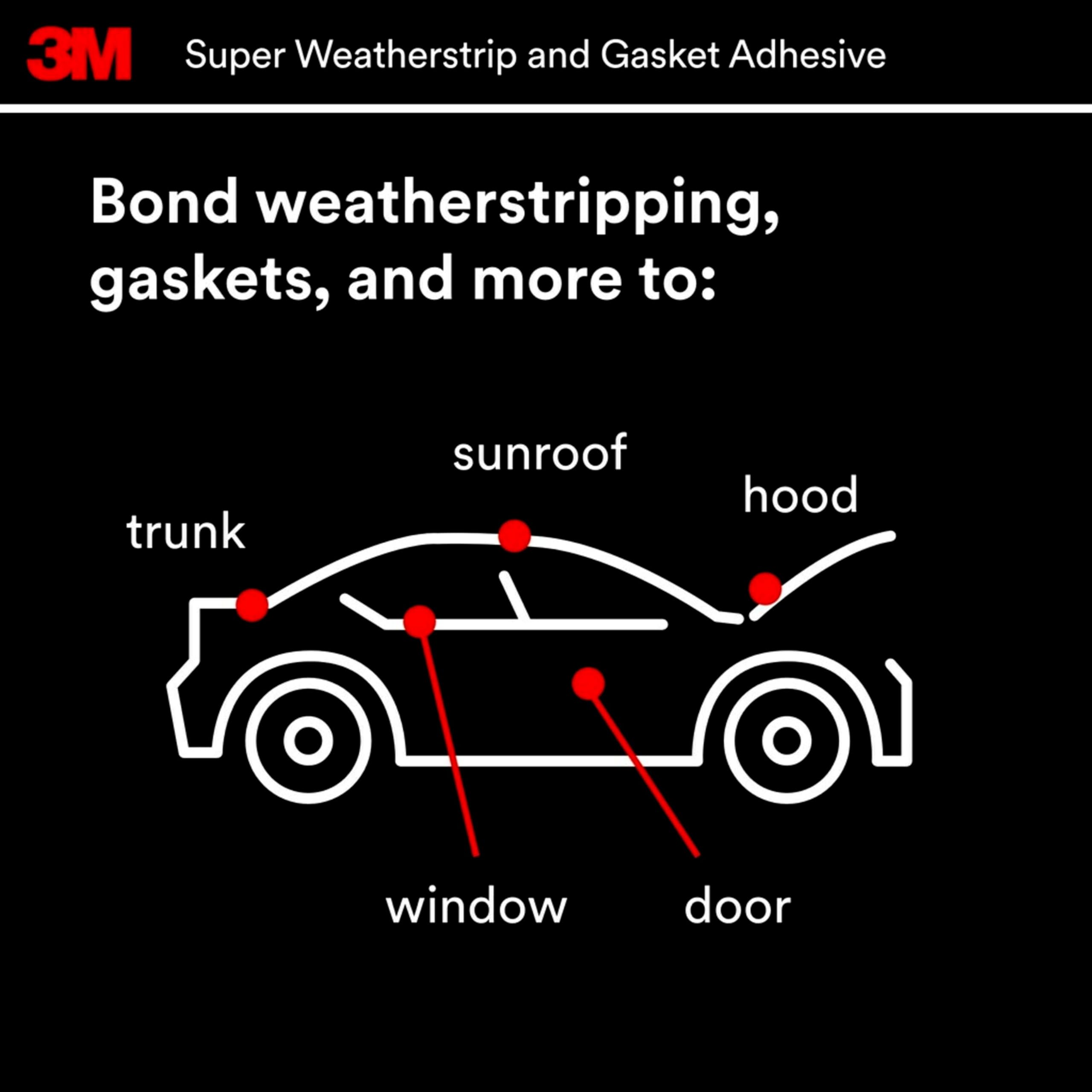 3M Black Super Weatherstrip and Gasket Adhesive, Auto Trim Adhesive, Black, 5 fl oz
