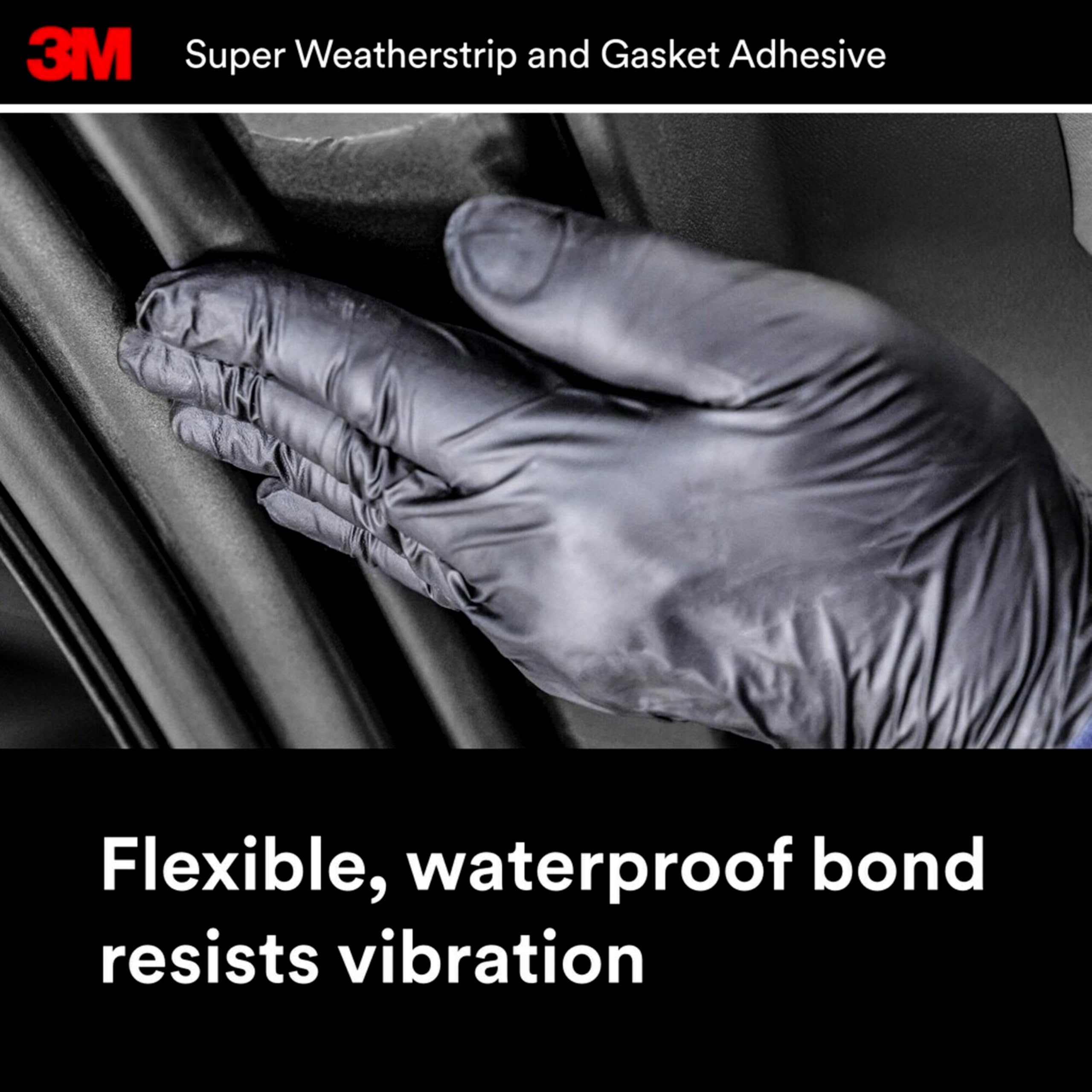 3M Black Super Weatherstrip and Gasket Adhesive, Auto Trim Adhesive, Black, 5 fl oz