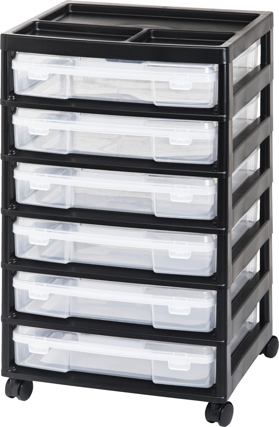 IRIS USA 6-Compartment Project Case Scrapbook Chest, 6 Drawers-15-22/25 x 14-1/4 x 26-3/4 Inches, Black