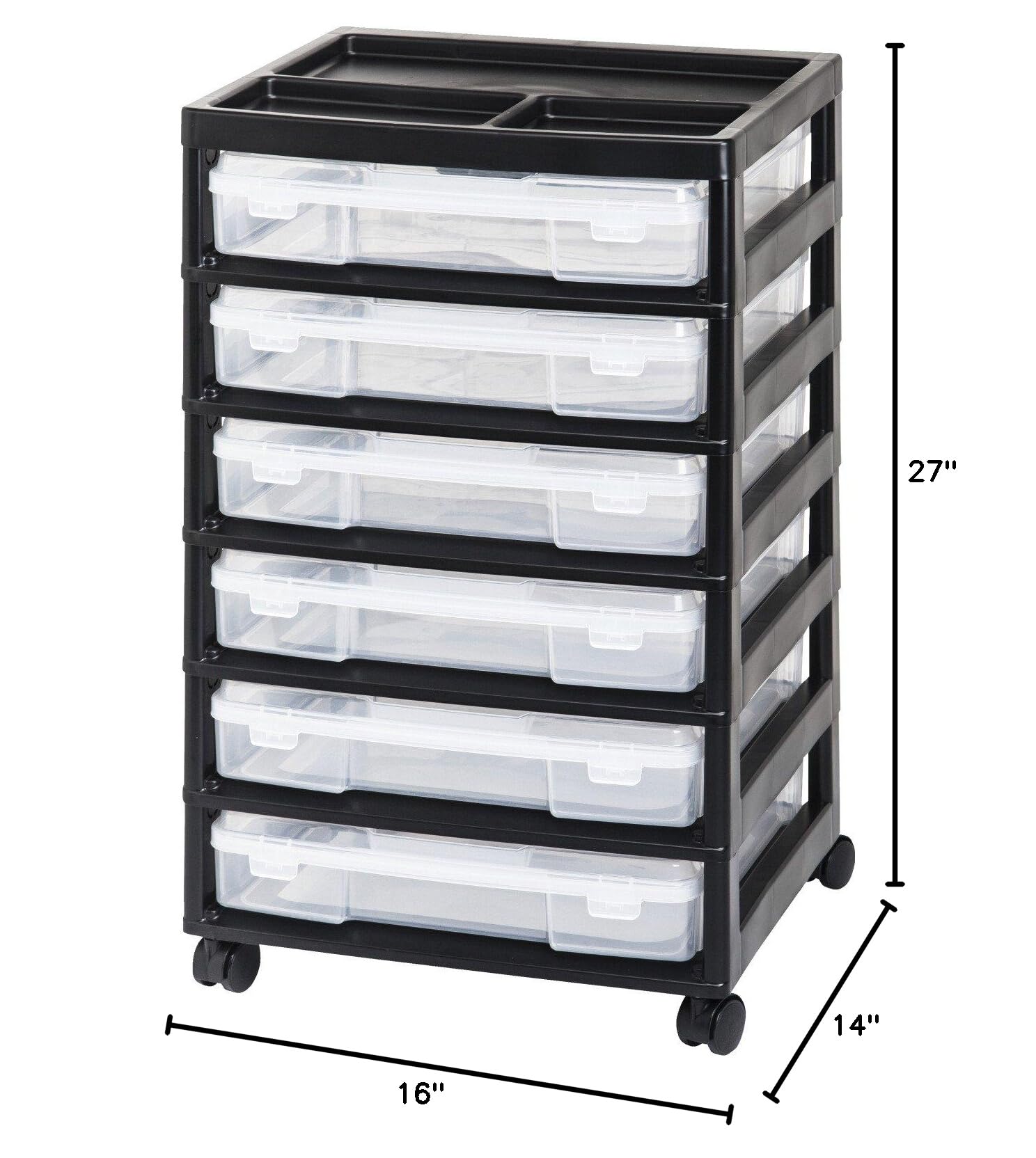 IRIS USA 6-Compartment Project Case Scrapbook Chest, 6 Drawers-15-22/25 x 14-1/4 x 26-3/4 Inches, Black