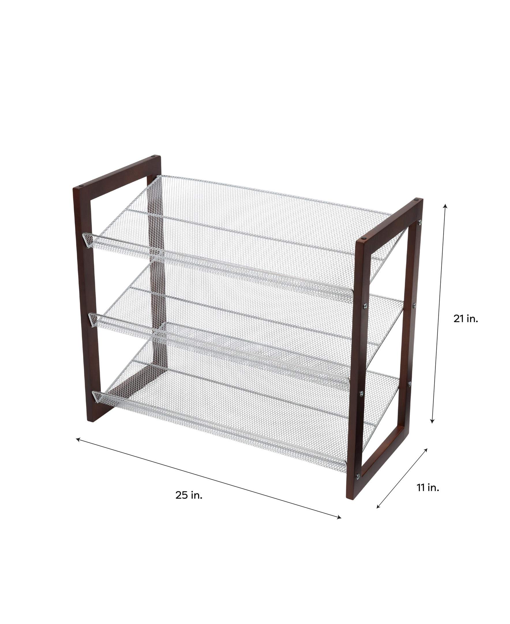 Organize It All 3 Tier Wood Frame Shoe Storage Rack