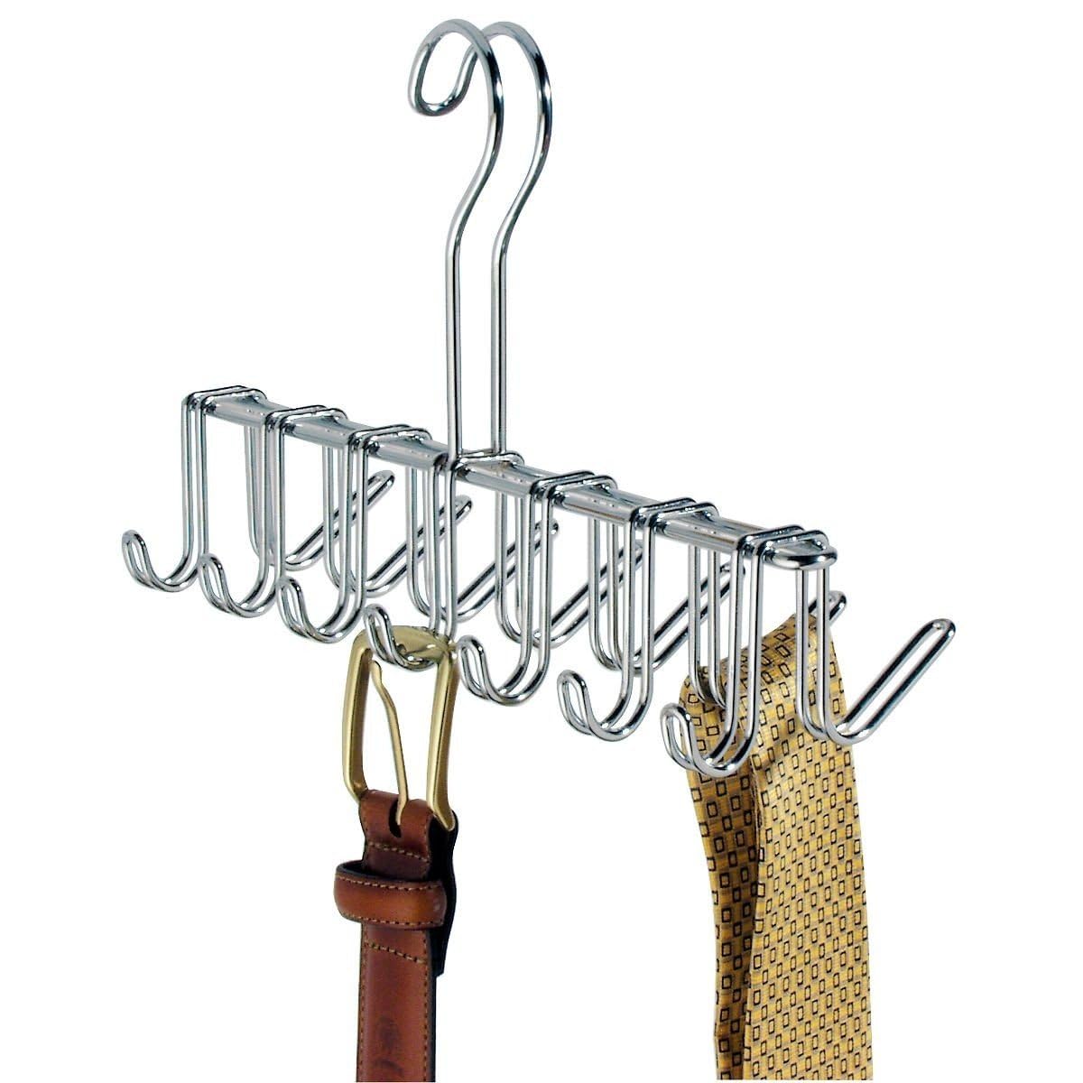 iDesign Classico Metal Tie Hanger, Hanging Closet Organization Storage Holder for Belts, Men's Ties, Women's Shawls, Pashminas, Scarves, Clothing, Accessories, Horizontal Rack