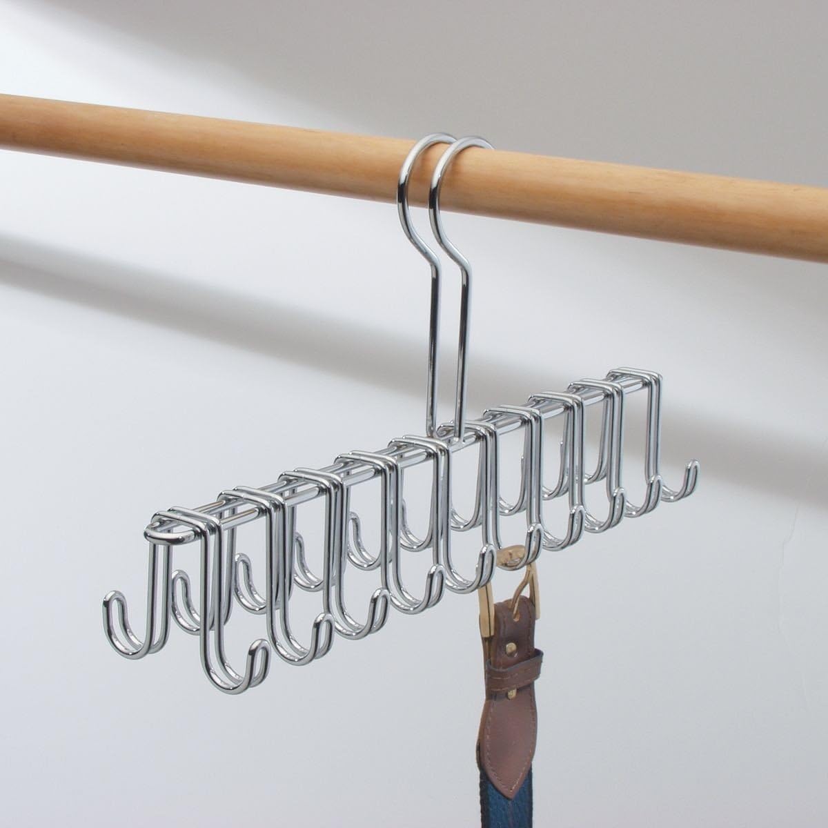 iDesign Classico Metal Tie Hanger, Hanging Closet Organization Storage Holder for Belts, Men's Ties, Women's Shawls, Pashminas, Scarves, Clothing, Accessories, Horizontal Rack