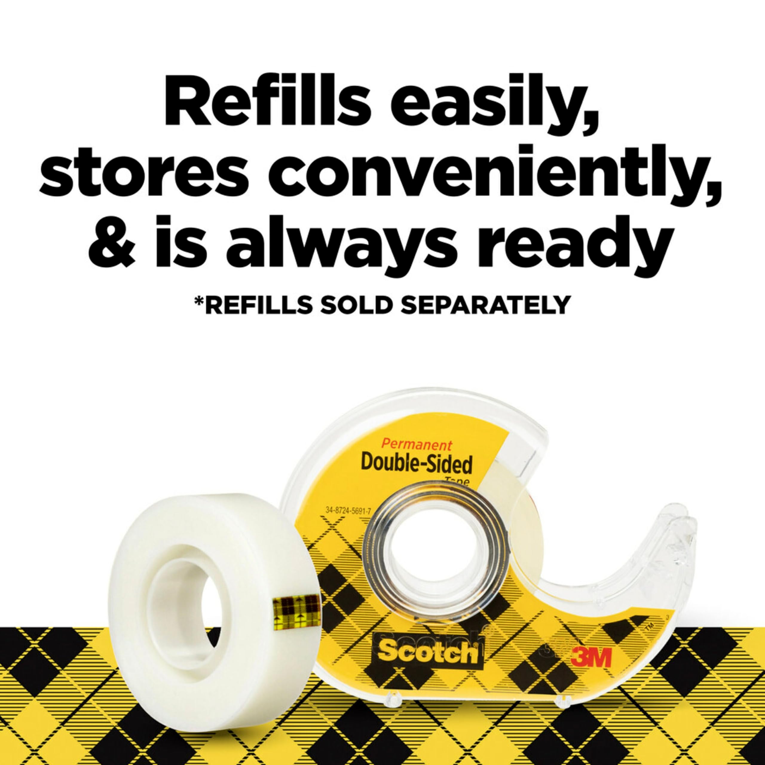 Scotch Double Sided Tape, 1/2 in x 500 in, 6 Dispensered Rolls (6137H-2PC-MP)