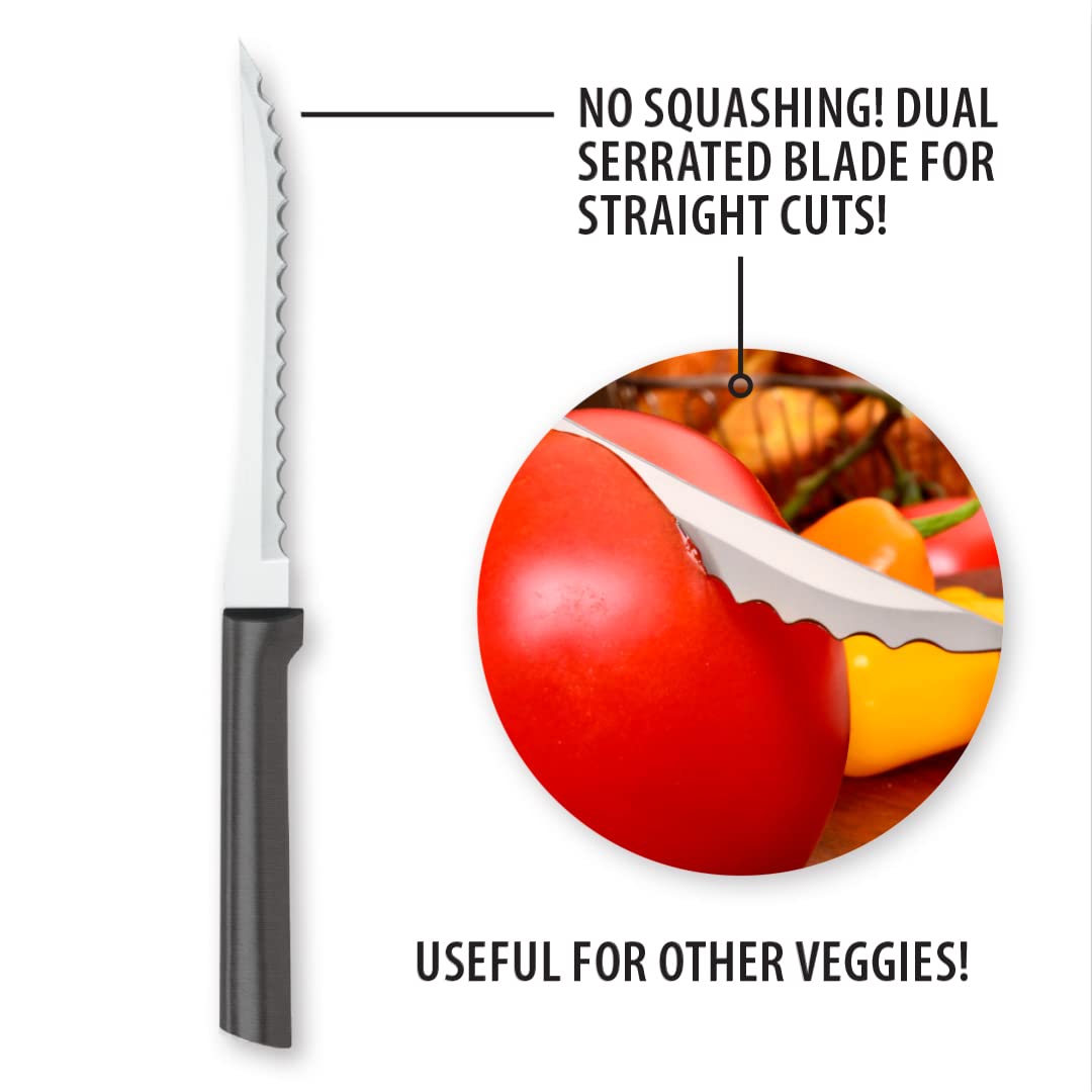 Rada Cutlery Tomato Slicing Knife Stainless Steel Blade Made in USA, 8-7/8 Inches, 1-Pack, Black Handle