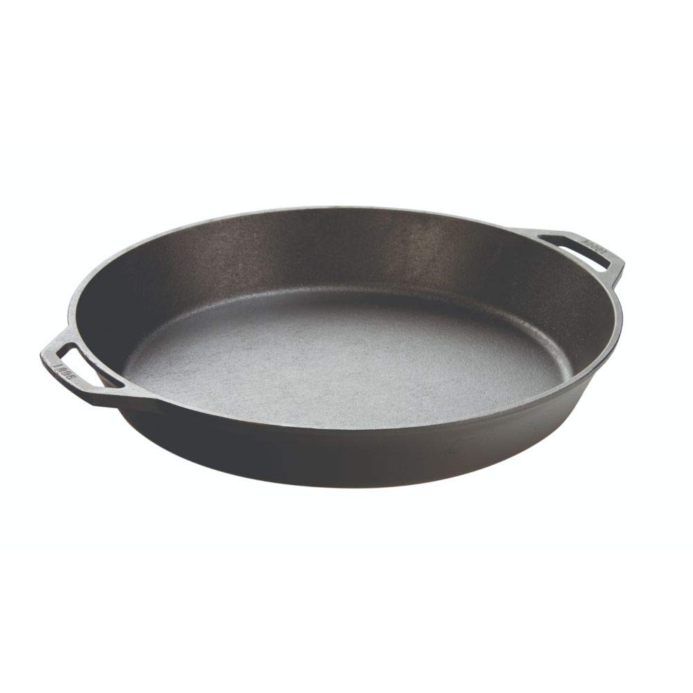 Lodge Seasoned Cast Iron Skillet with 2 Loop Handles - 17 Inch Ergonomic Frying Pan