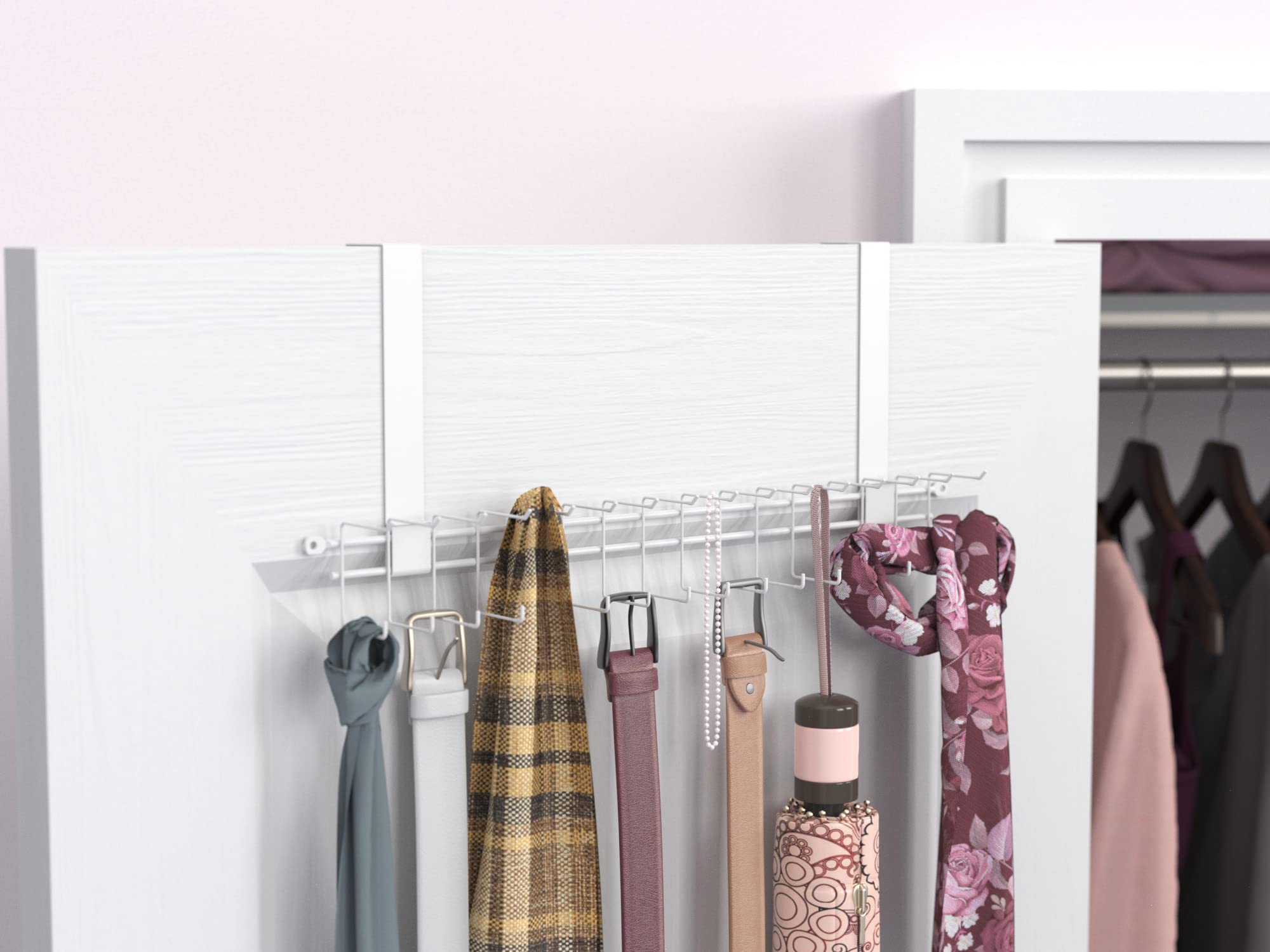 ClosetMaid 1217 Over-The-Door Tie and Belt Rack, White