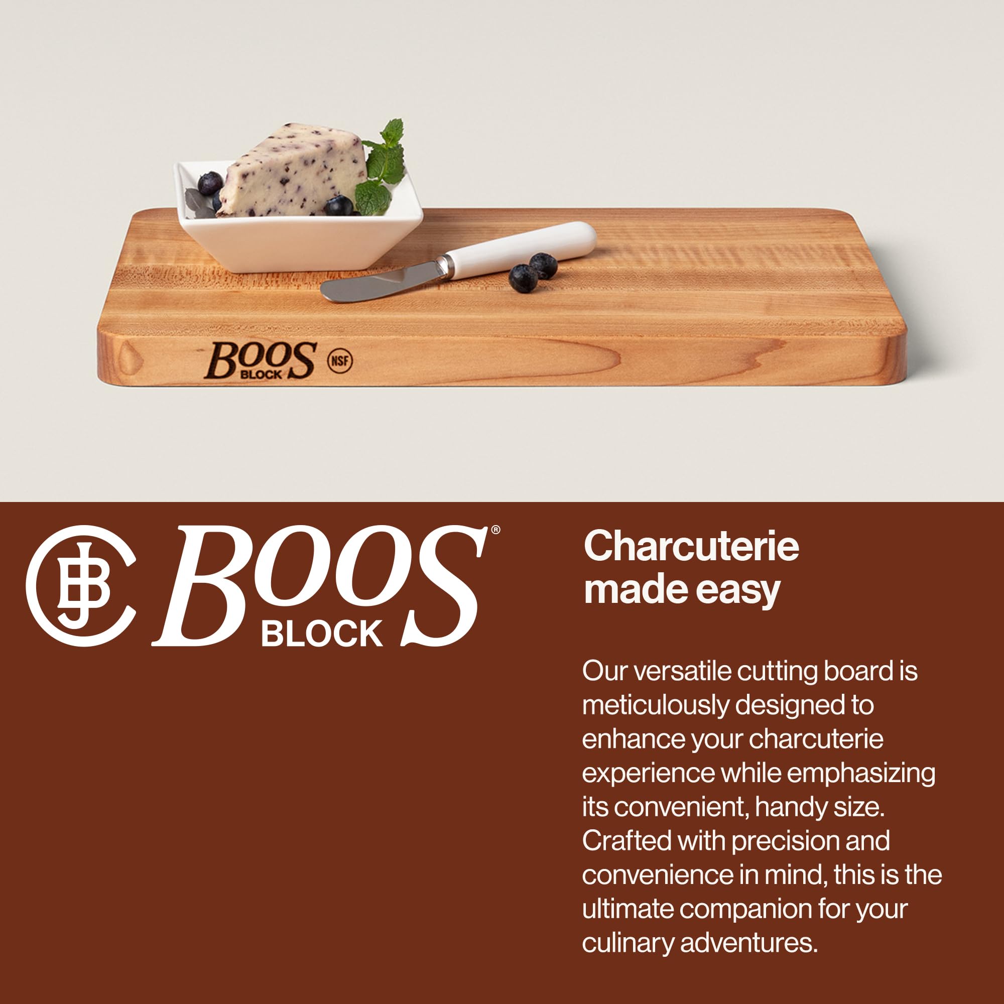 John Boos Block Chop-N-Slice Maple Wood Edge Grain Reversible Cutting Board, 16 Inches x 10 Inches x 1 Inches