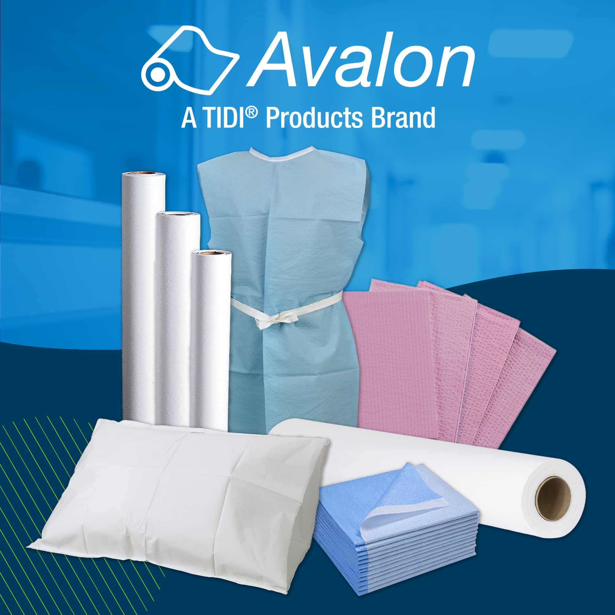Avalon Papers Bibs/Towels, Blue, 13" x 18" (Pack of 500) - Waffle Embossed - 2-Ply Tissue - Poly Back Dental Bib to Prevent Leak Through - Dental Consumables (1053)