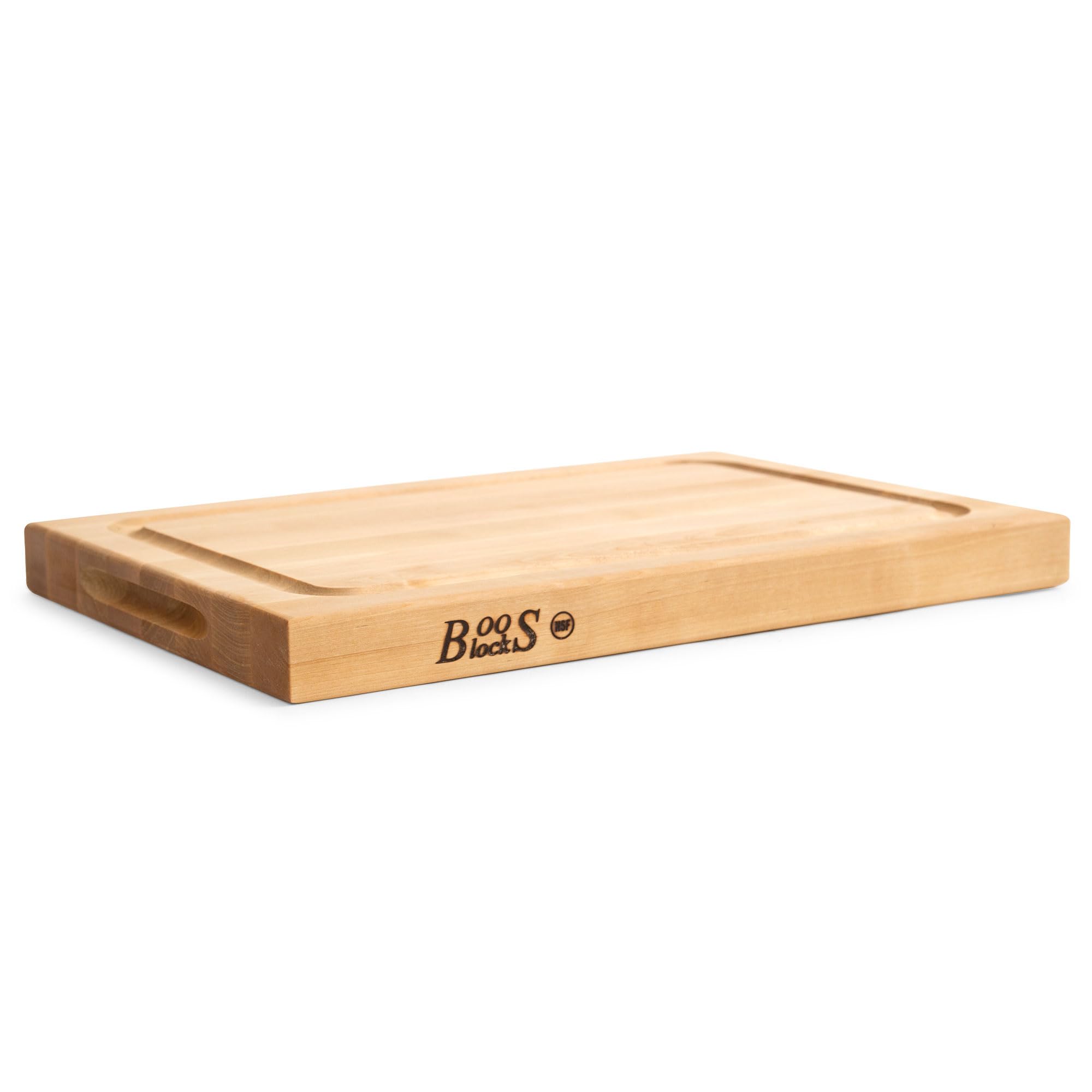 John Boos Block BBQBD Reversible Maple Wood Edge Grain BBQ Cutting Board with Juice Groove, 18 Inches x 12 Inches x 1.5 Inches
