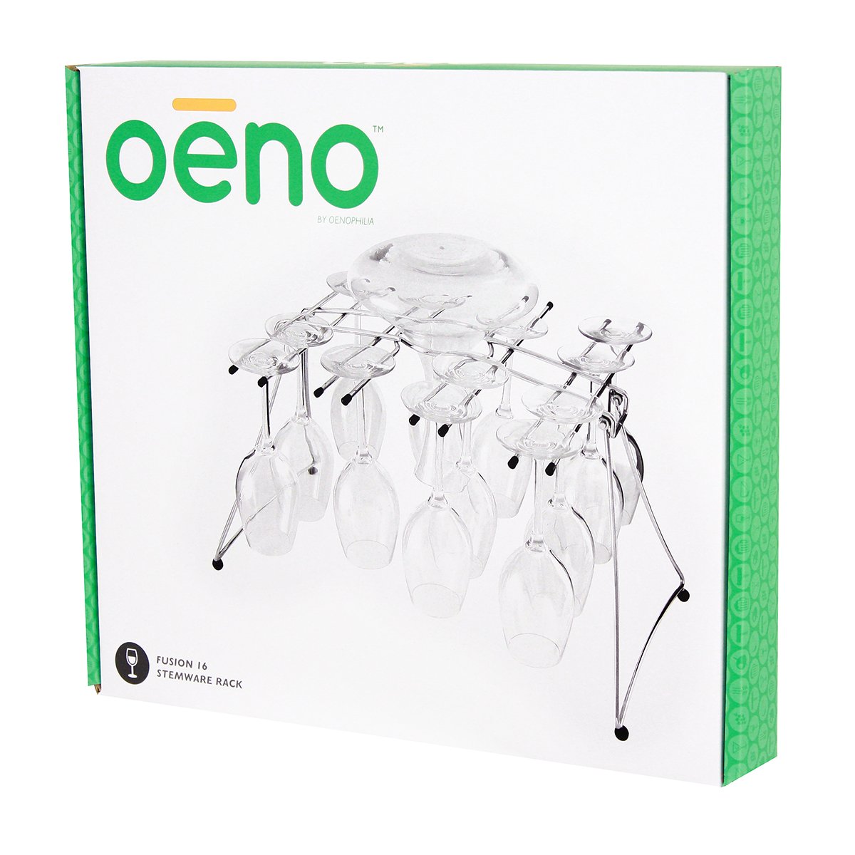 Oenophilia Fusion Stemware Wine Decanter Drying and Storage Rack - 16 Wine Glass Rack and Holder, Foldable