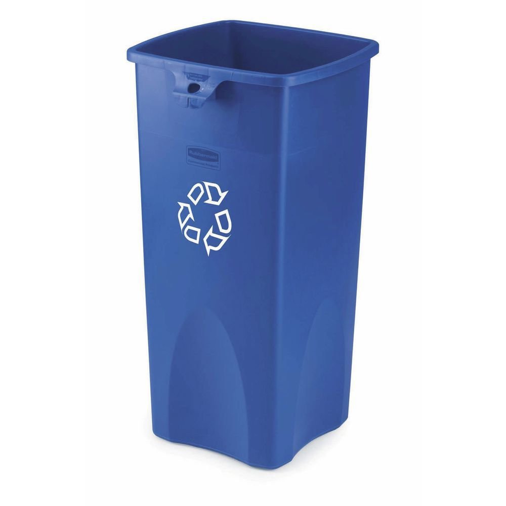 Rubbermaid 356973Be Untouchable Recycling Container, Square, Plastic, 23Gal, Blue