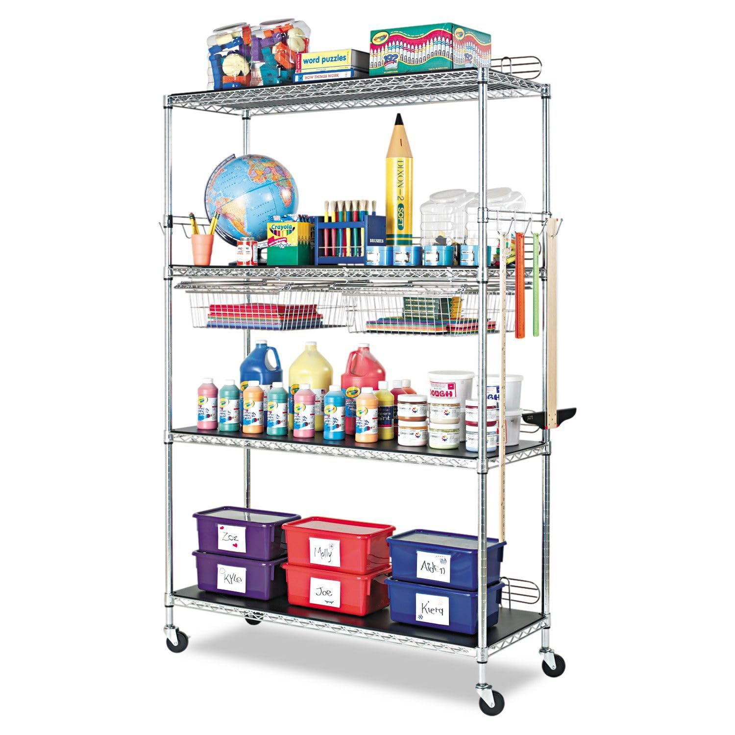 Alera SW503624SR Wire Shelving Starter Kit, 4 Shelves, 36w x 24d x 72h, Silver