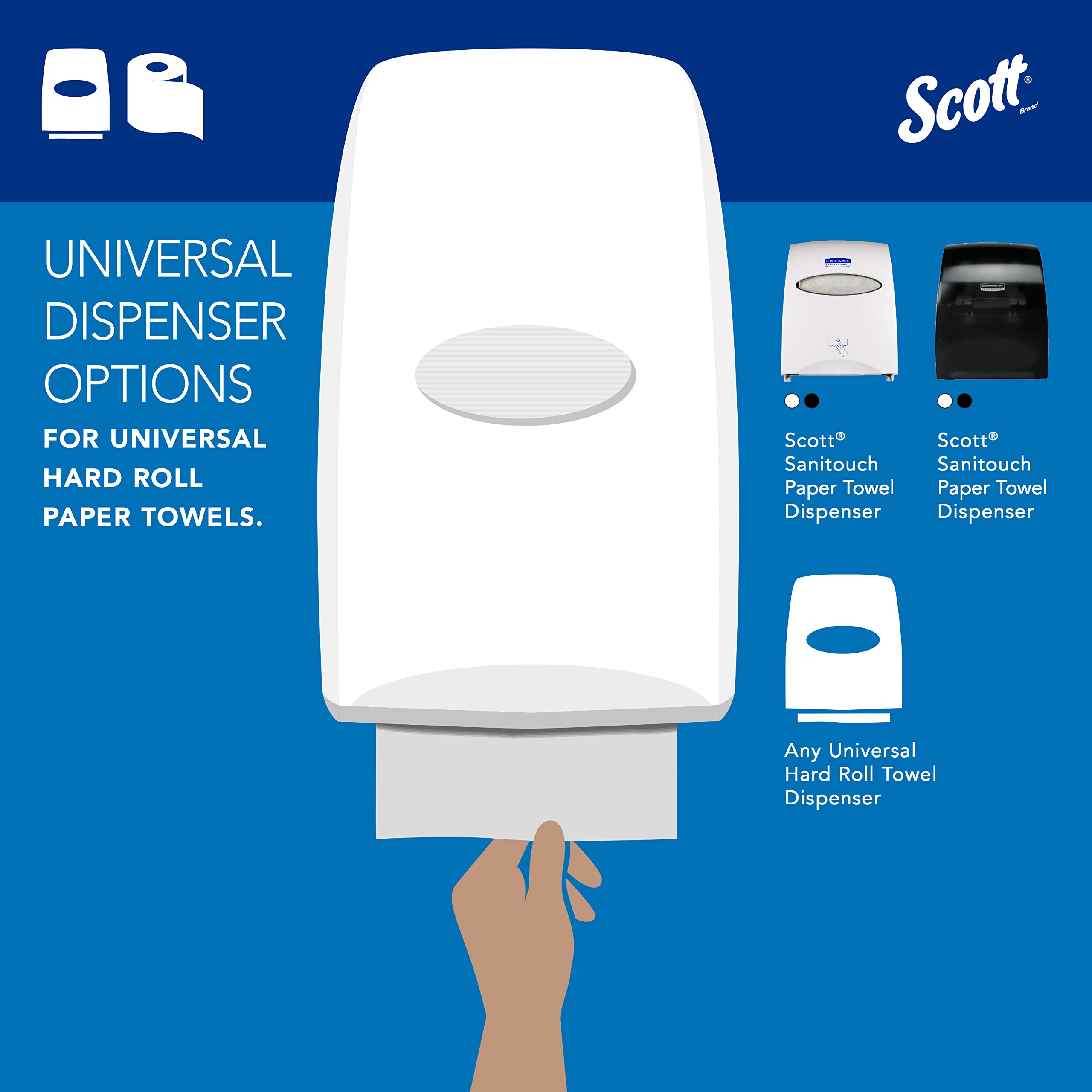 Scott Essential High Capacity Hard Roll Paper Towels (01005), White, 1000'/Roll, 6 Paper Towel Rolls/Convenience Case