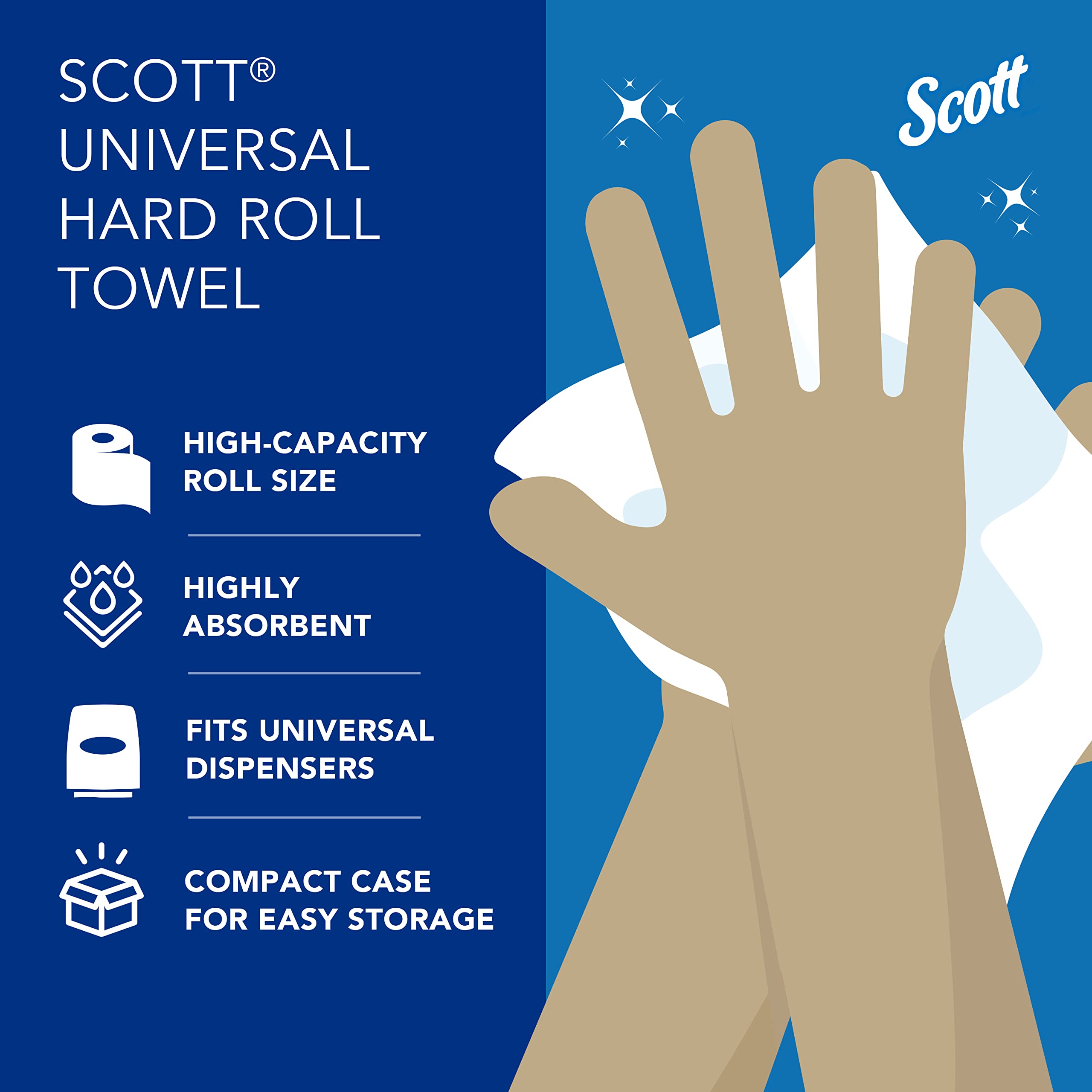 Scott Essential High Capacity Hard Roll Paper Towels (01005), White, 1000'/Roll, 6 Paper Towel Rolls/Convenience Case