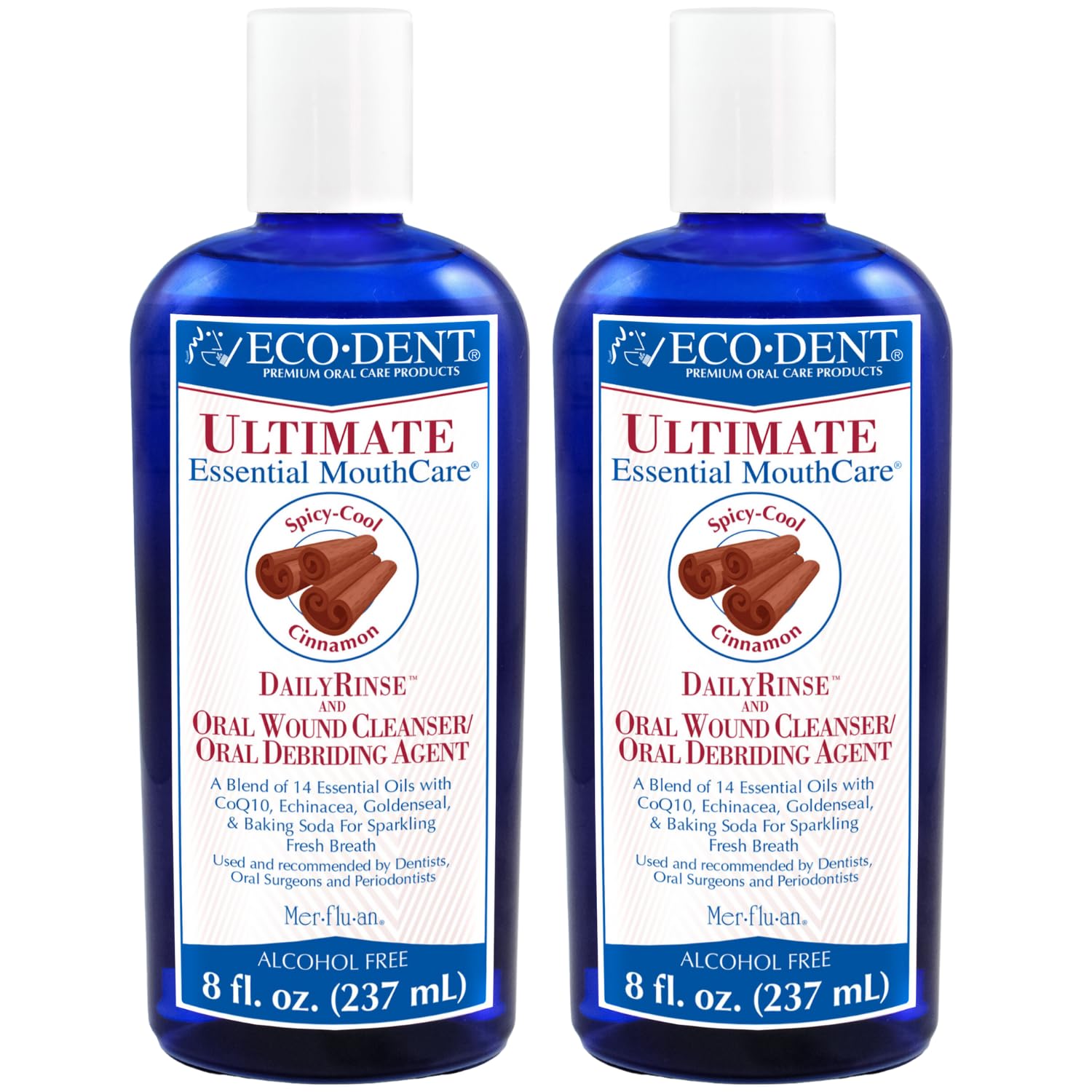 Eco-Dent Daily Rinse Ultimate Essential Mouth Care, Spicy-Cool Cinnamon, 8 fl oz (237 ml) (Pack of 2)