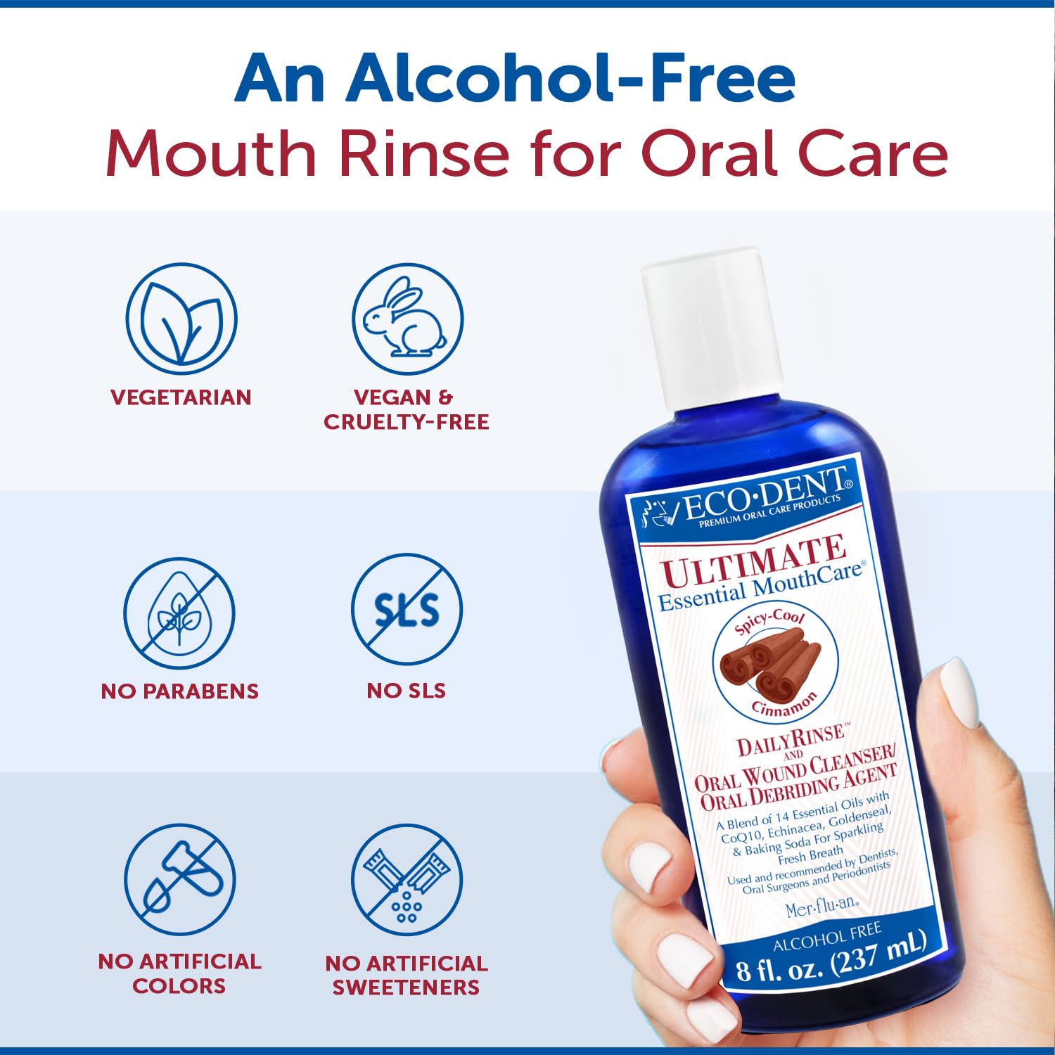Eco-Dent Daily Rinse Ultimate Essential Mouth Care, Spicy-Cool Cinnamon, 8 fl oz (237 ml) (Pack of 2)