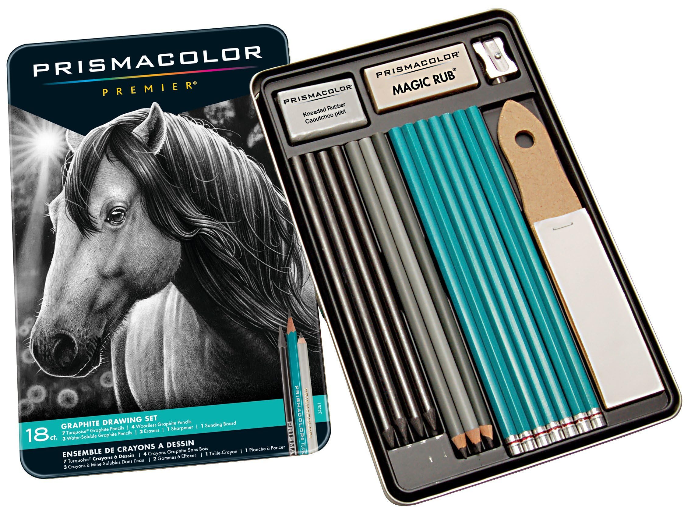 Prismacolor Premier Graphite Drawing Pencils with Erasers & Sharpeners, 18-Piece Set