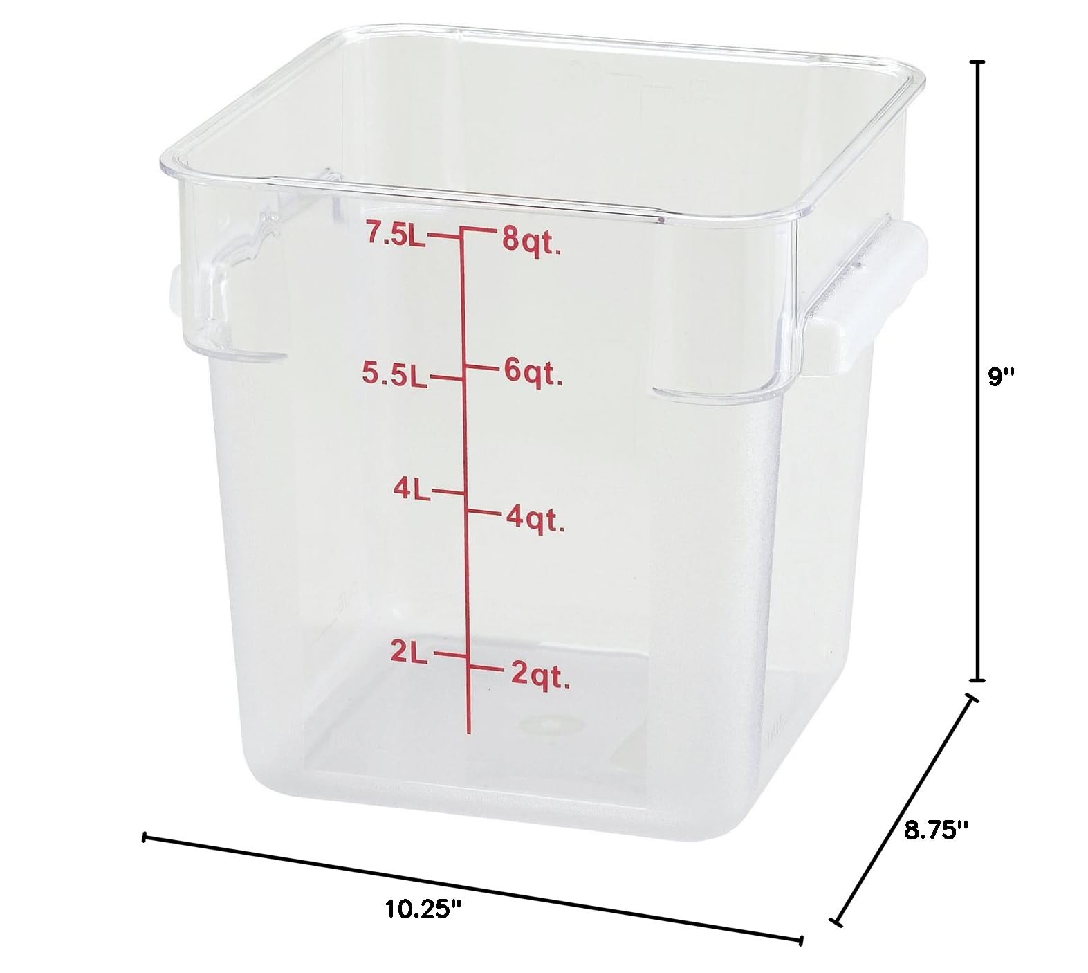 Winco PC Square Storage Container, 8quart,Clear