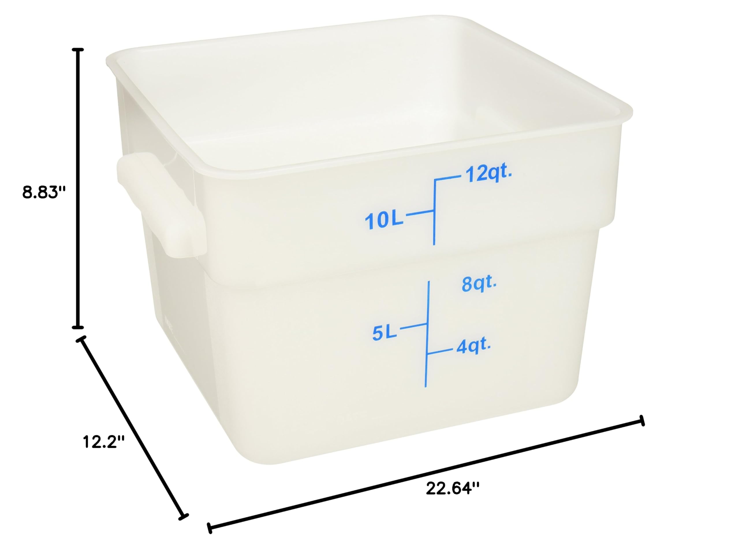 Winco Square Storage Container, 12-Quart, White
